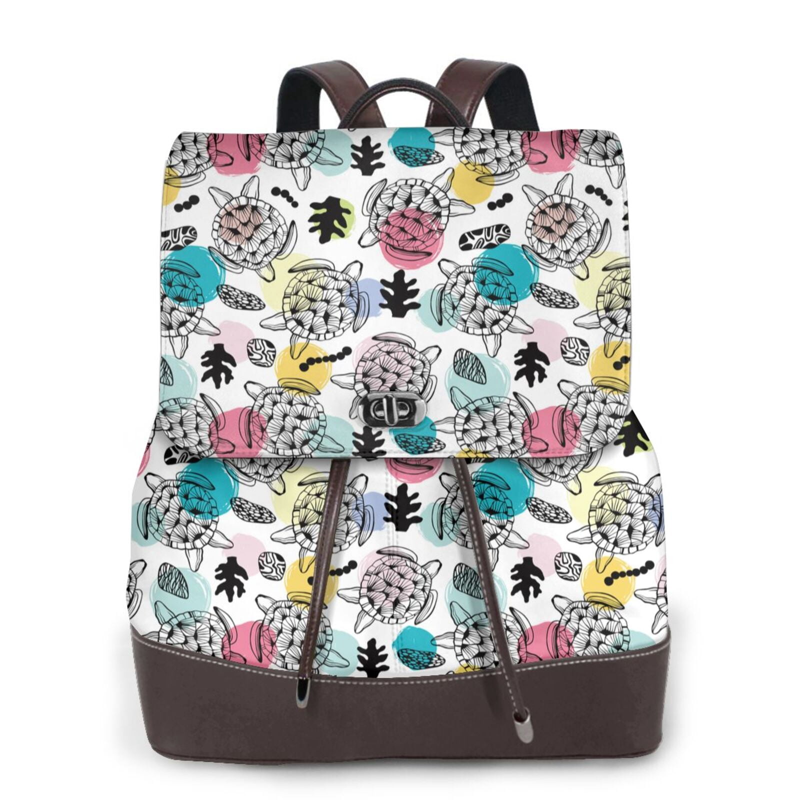 Yiaed Turtle Print Laptop Backpack for Women Slim Computer Bag Work ...