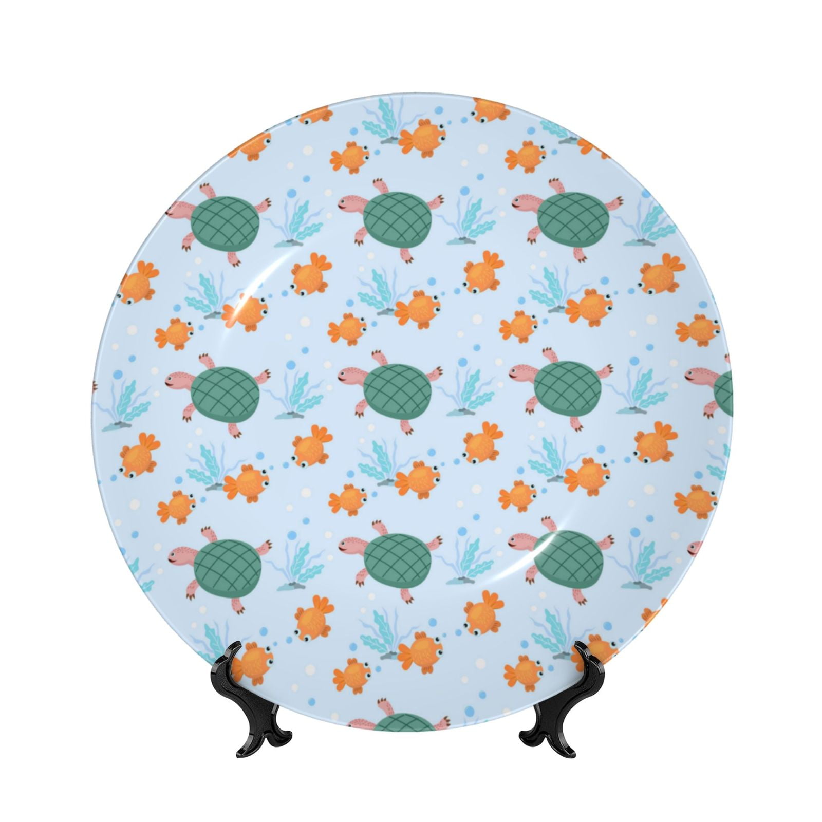 Yiaed Turtles And Goldfish Print Bone China Decorative Plate Ceramic ...