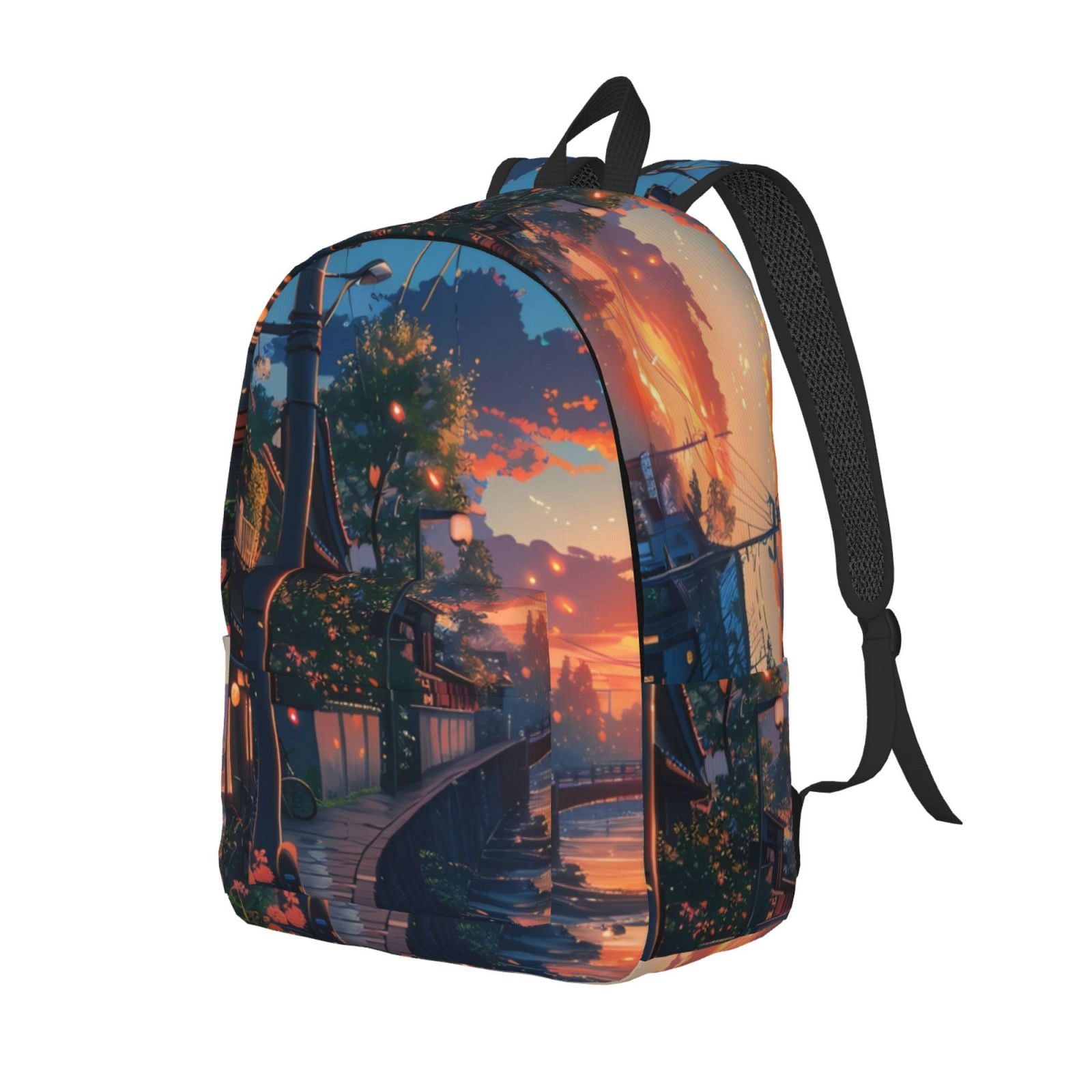 Yiaed Twilight Canal Reflection Print Laptop Backpack Travel Canvas ...