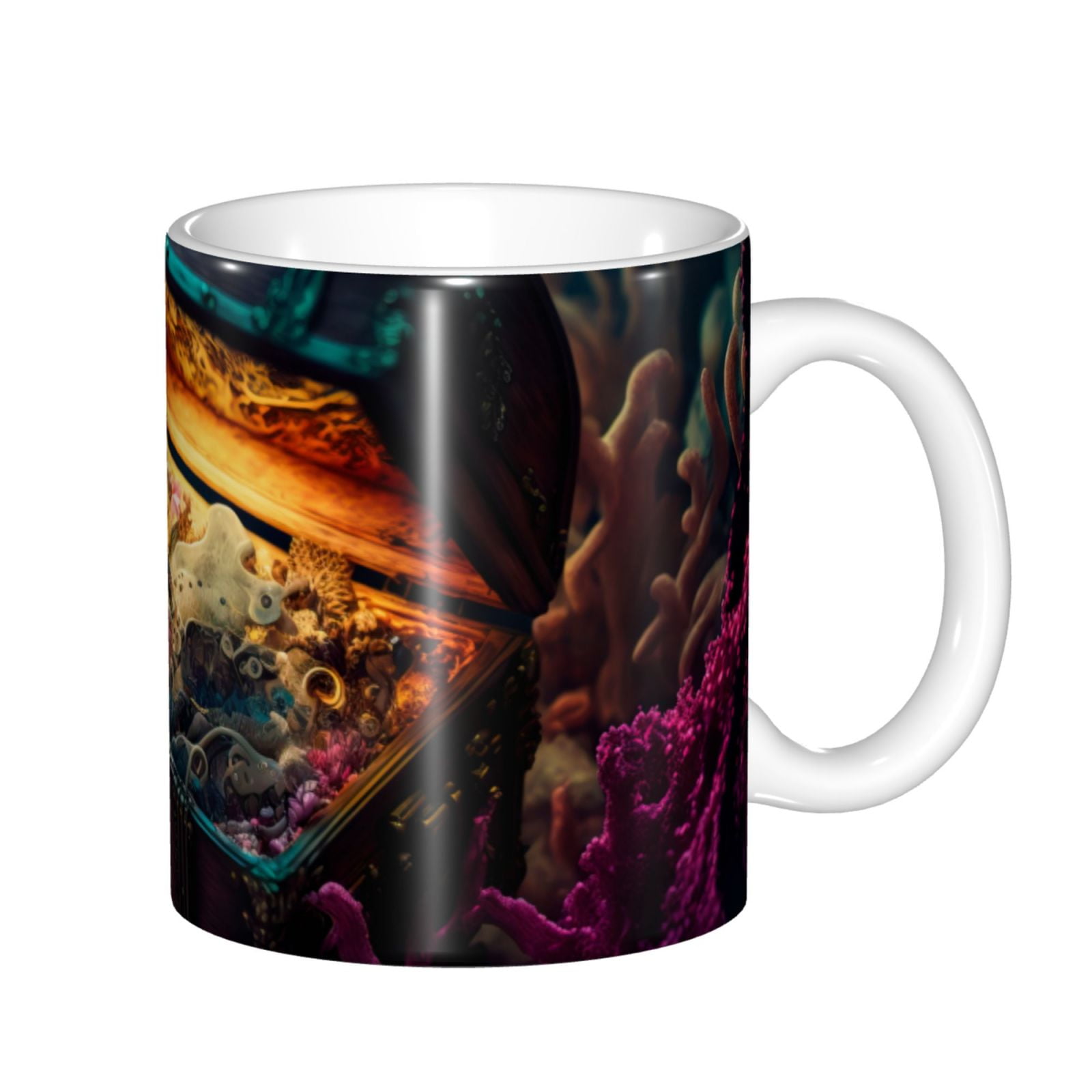 Yiaed Underwater Treasure Chest Print Ceramics Coffee,Large Handle ...