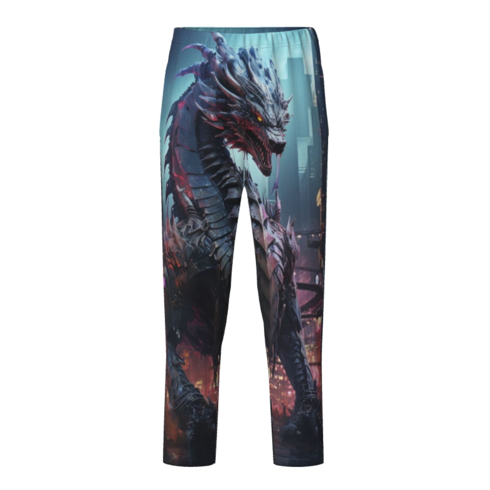 Yiaed Urban Mechanical Dragon Print Teenagers' Lounge Pants, Loose PJ ...