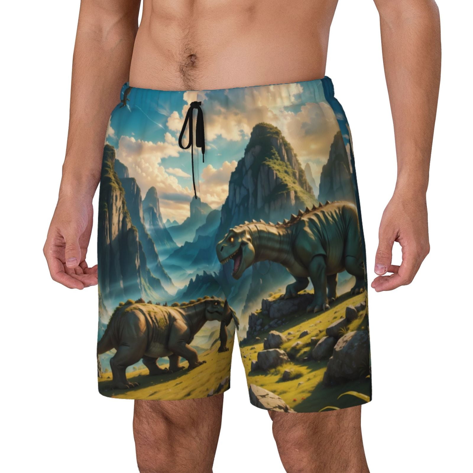 Yiaed Valley River Dinosaur Print Mens Swim Trunks Bathing Suit ...