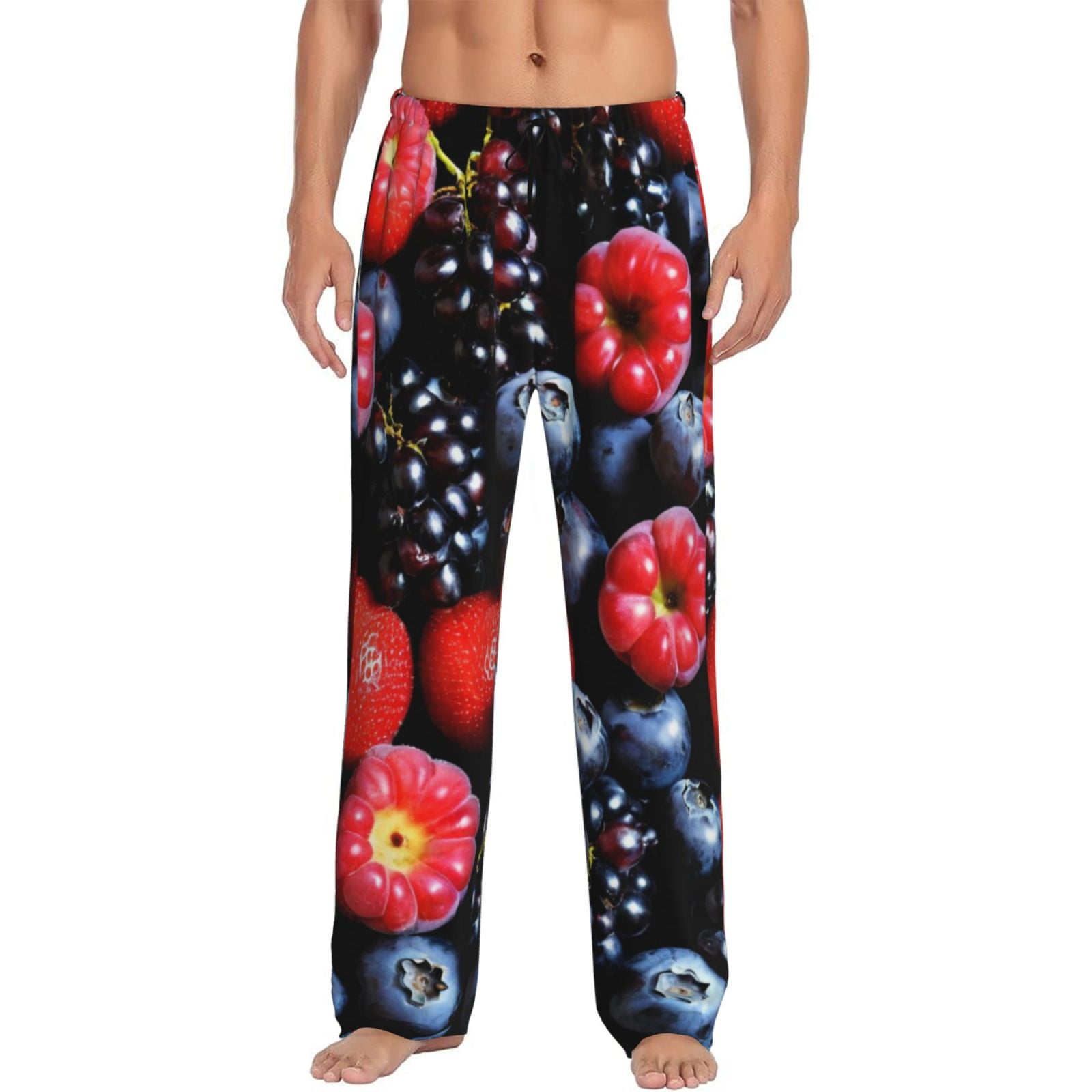 Yiaed Variety Of Fruits And Berries Print Men's Lounge Pants, Loose PJ ...