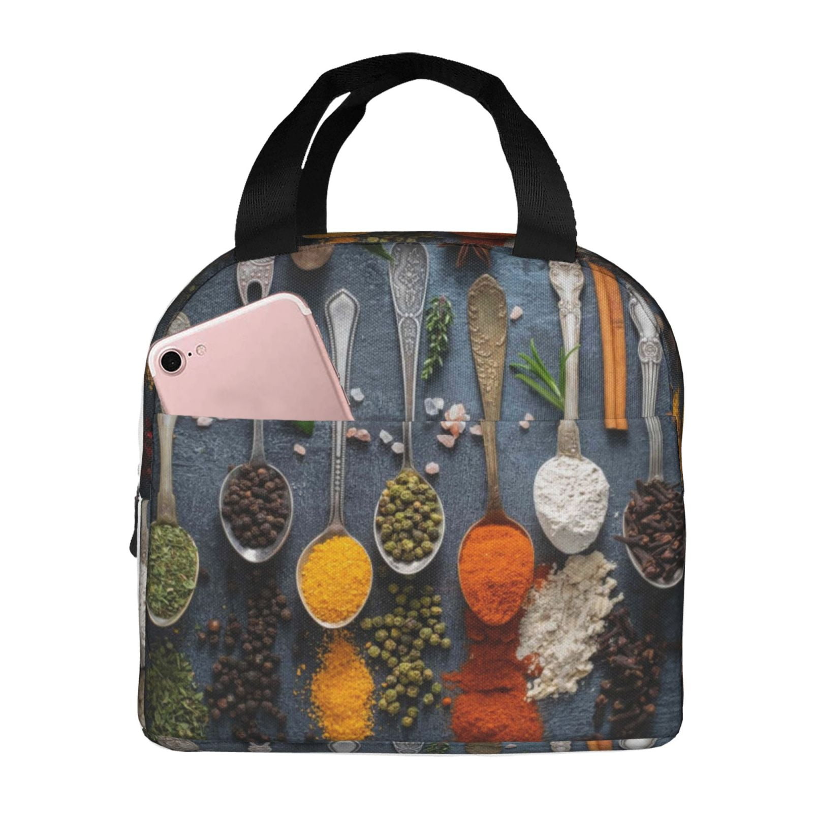 Yiaed Various Herbs And Spices In Spoons Print Insulated Lunch Bag ...