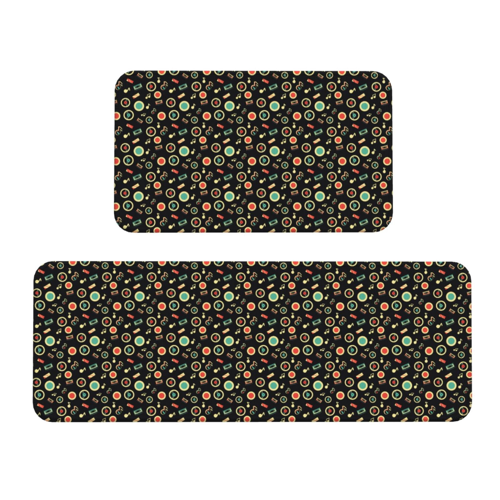Yiaed Vector Retro Music Kitchen Rugs Sets of 2 Kitchen Mats Cushioned ...