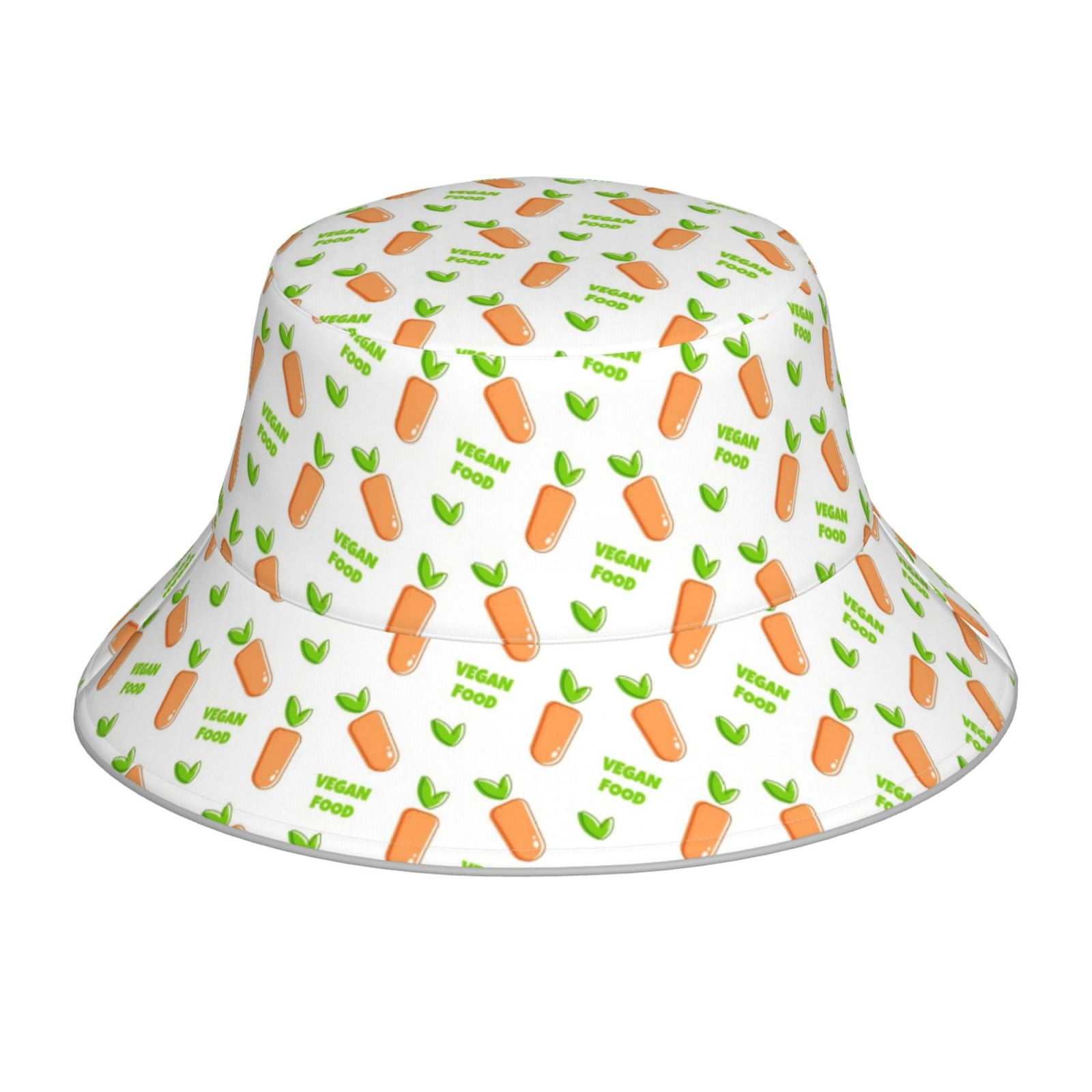 Yiaed Vegan Fruit Carrot Print Reflective Stripe Bucket Hat Unisex ...