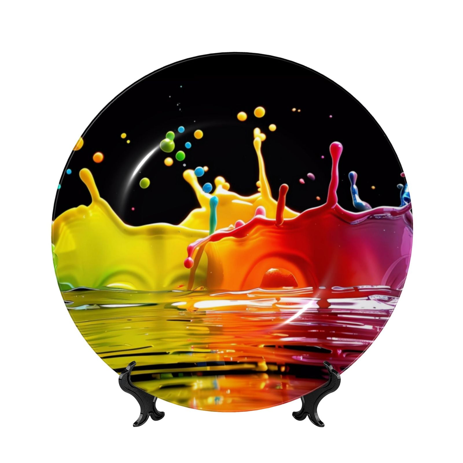 Yiaed Vibrant Color Splash Print Bone China Decorative Plate Ceramic ...