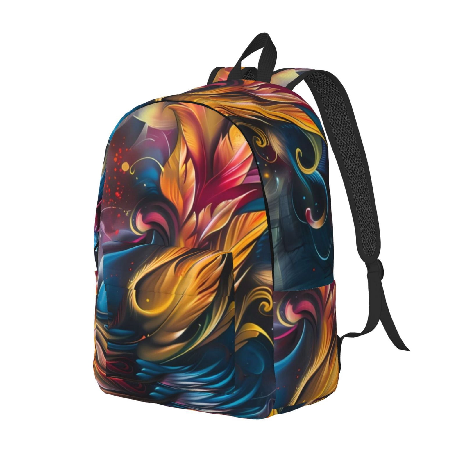 Yiaed Vibrant Rooster Painting Print Laptop Backpack Travel Canvas ...