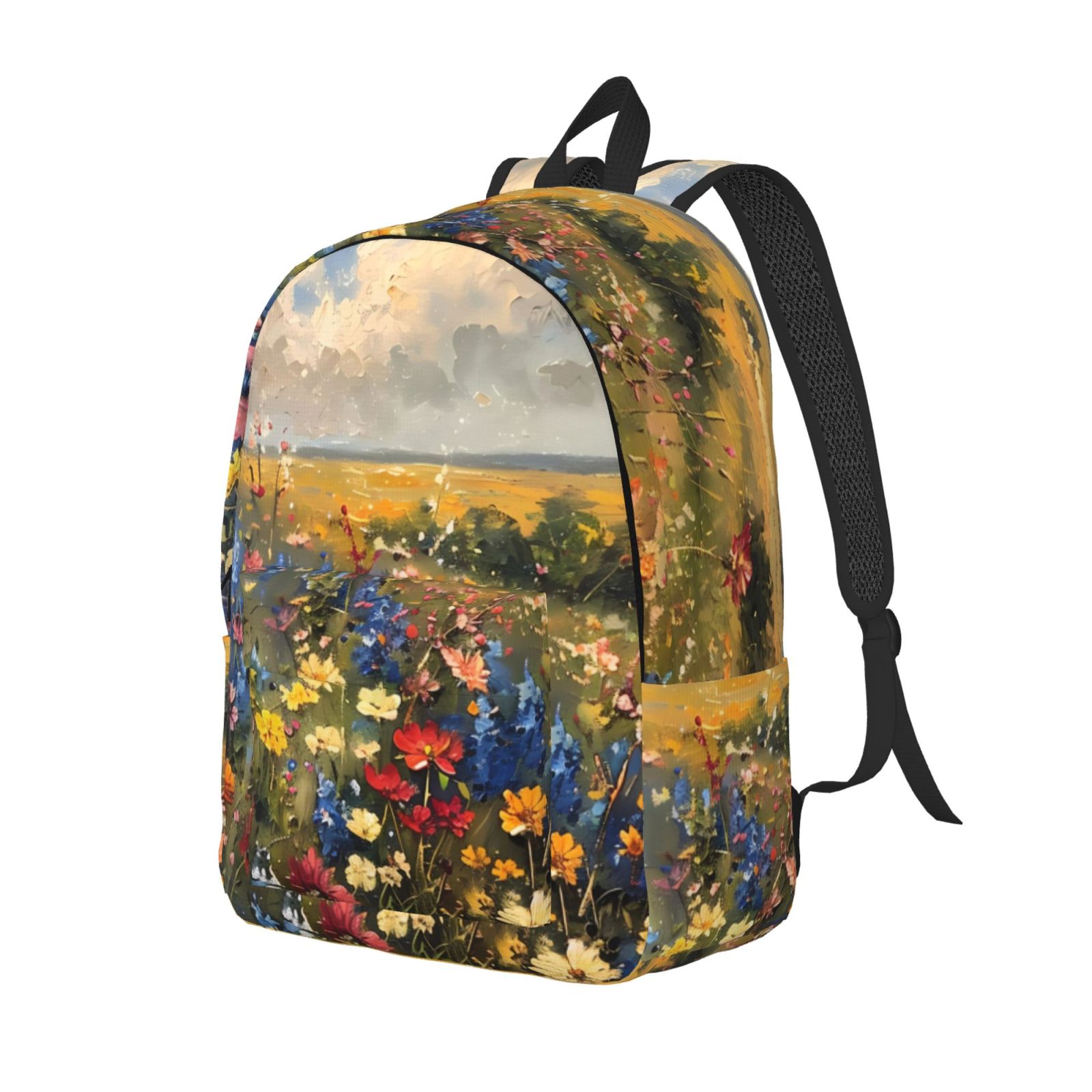 Yiaed Vibrant Wildflower Meadow Print Laptop Backpack Travel Canvas ...