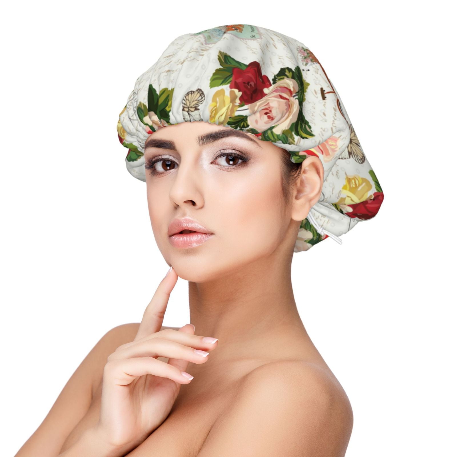Yiaed Vintage Bike Flower Butterfly Print Satin Bonnet Silk Bonnet Hair ...