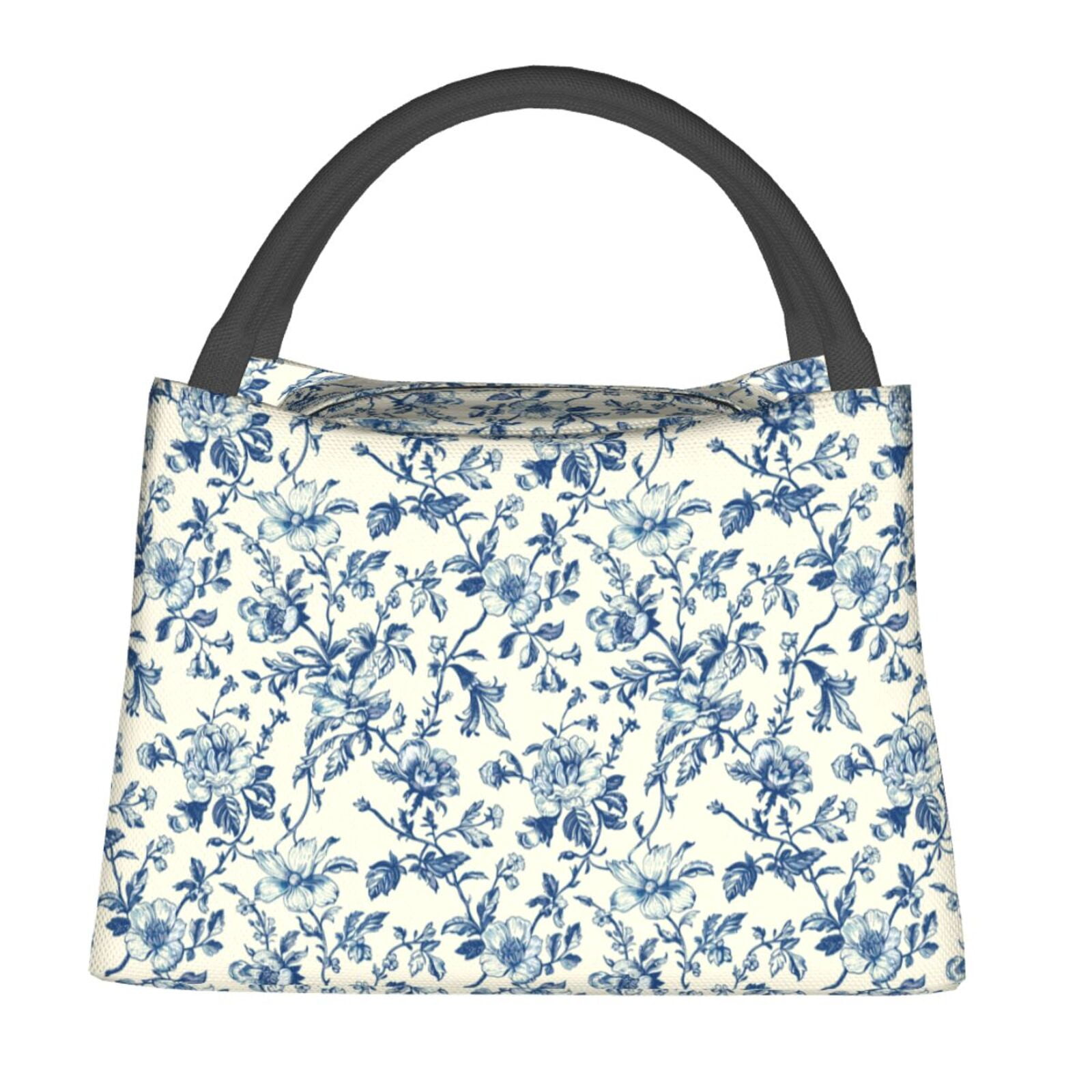 Yiaed Vintage Blue Floral Print Lunch box lunch bag Portable Insulated ...