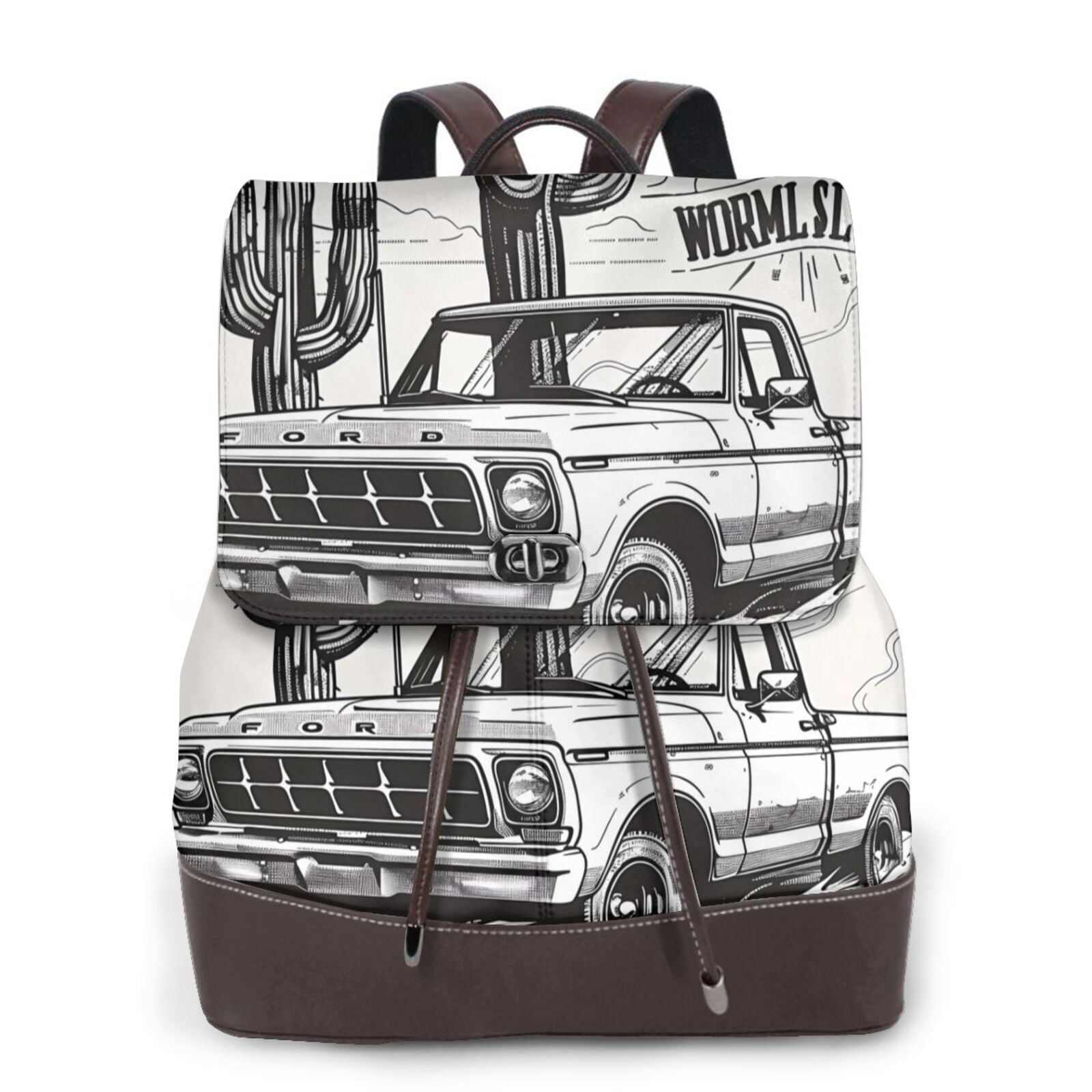 Yiaed Vintage Cactus Pickup Print Laptop Backpack for Women Slim ...