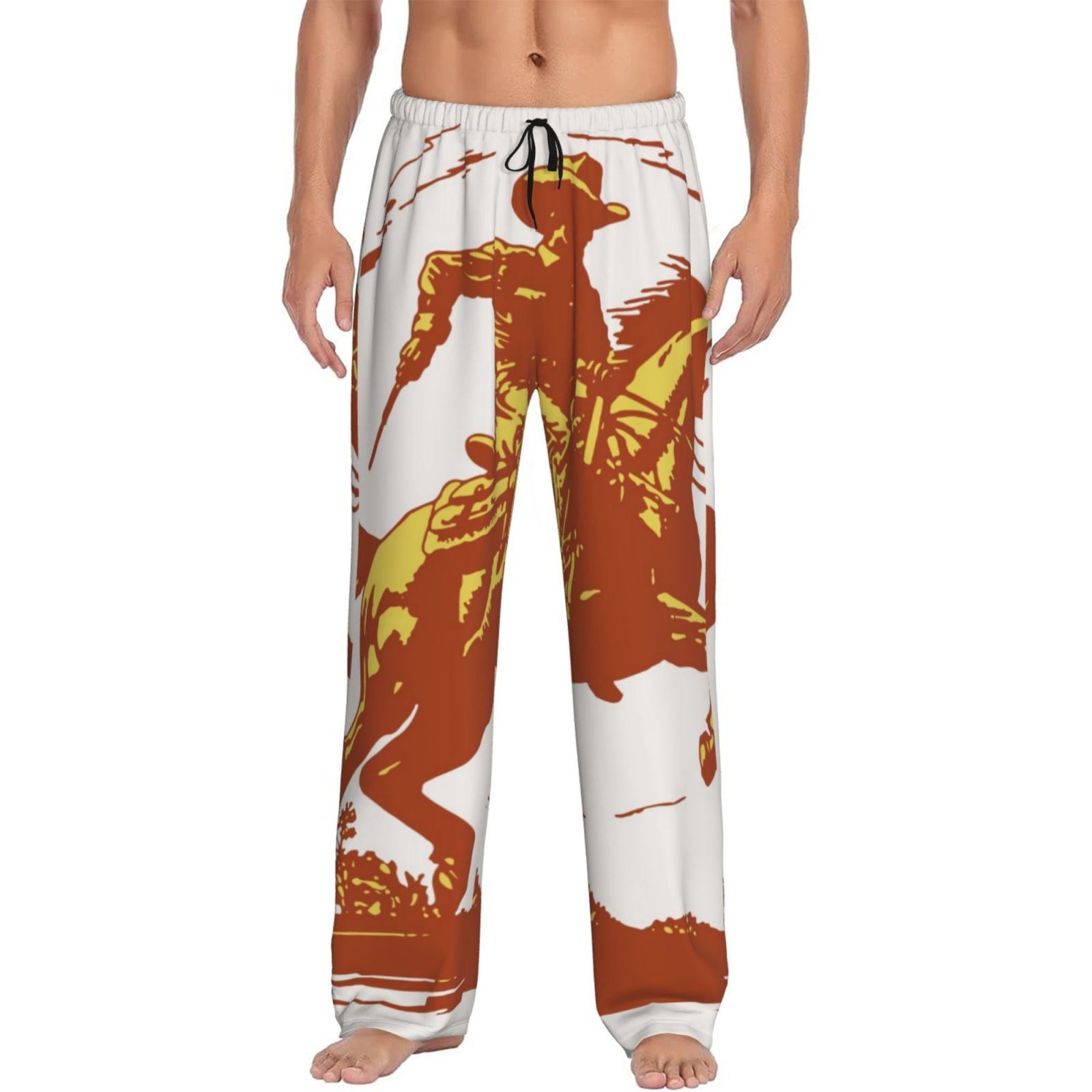 Yiaed Vintage Cowboy On A Bronco Horse Print Men's Lounge Pants, Loose ...