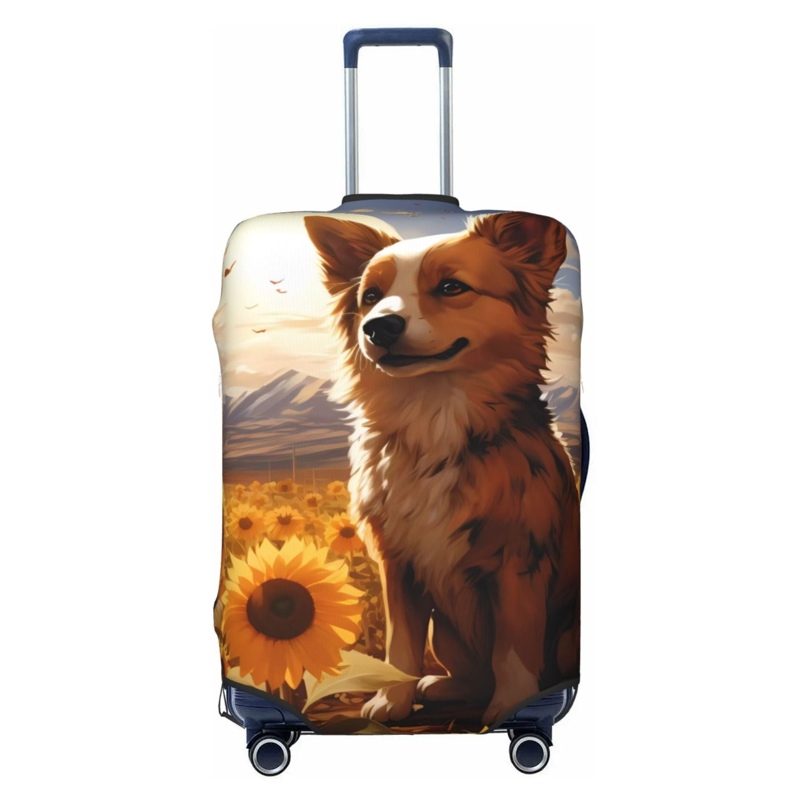 Yiaed Vintage Cute Corgi Sunflower Print Travel Luggage Cover Suitcase ...