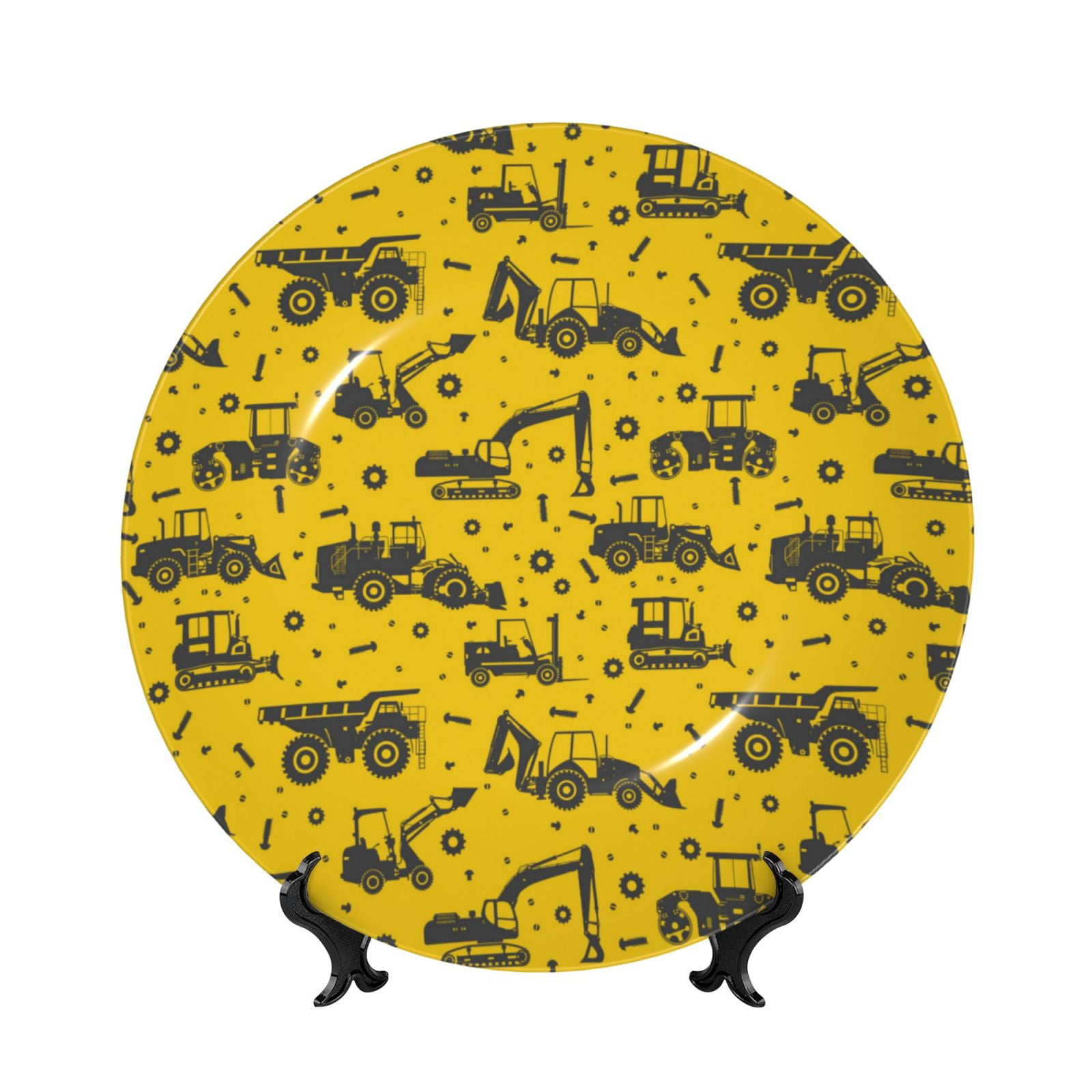 Yiaed Vintage Excavator Print Bone China Decorative Plate Ceramic ...