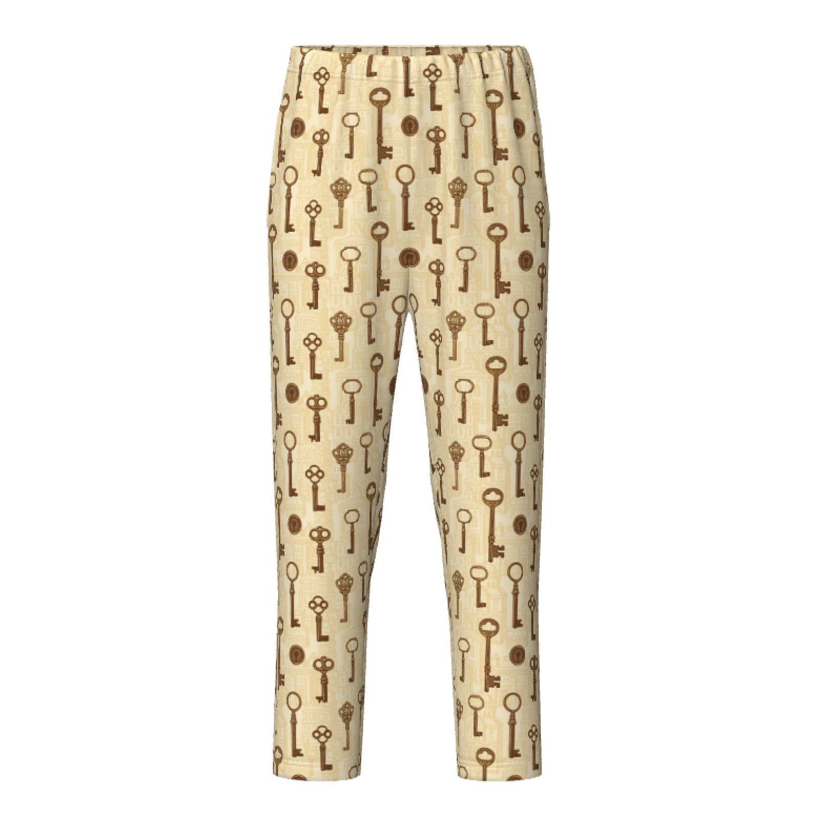 Yiaed Vintage Keys Print Teenagers' Lounge Pants, Loose PJ Bottoms ...