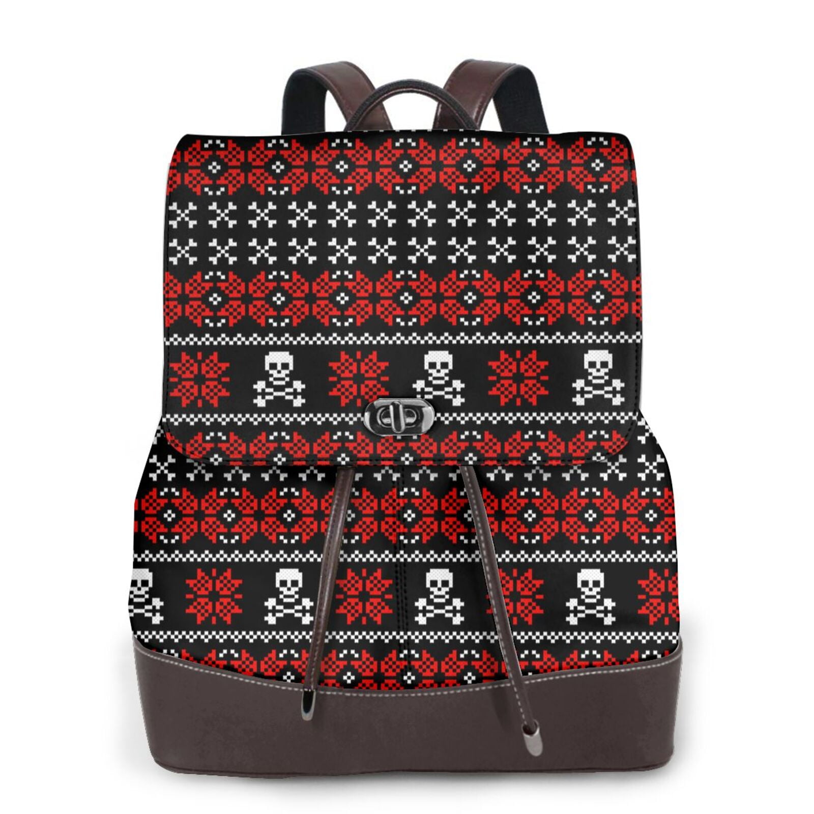 Yiaed Vintage Maple Leaf with Skull Pattern Print Laptop Backpack for ...