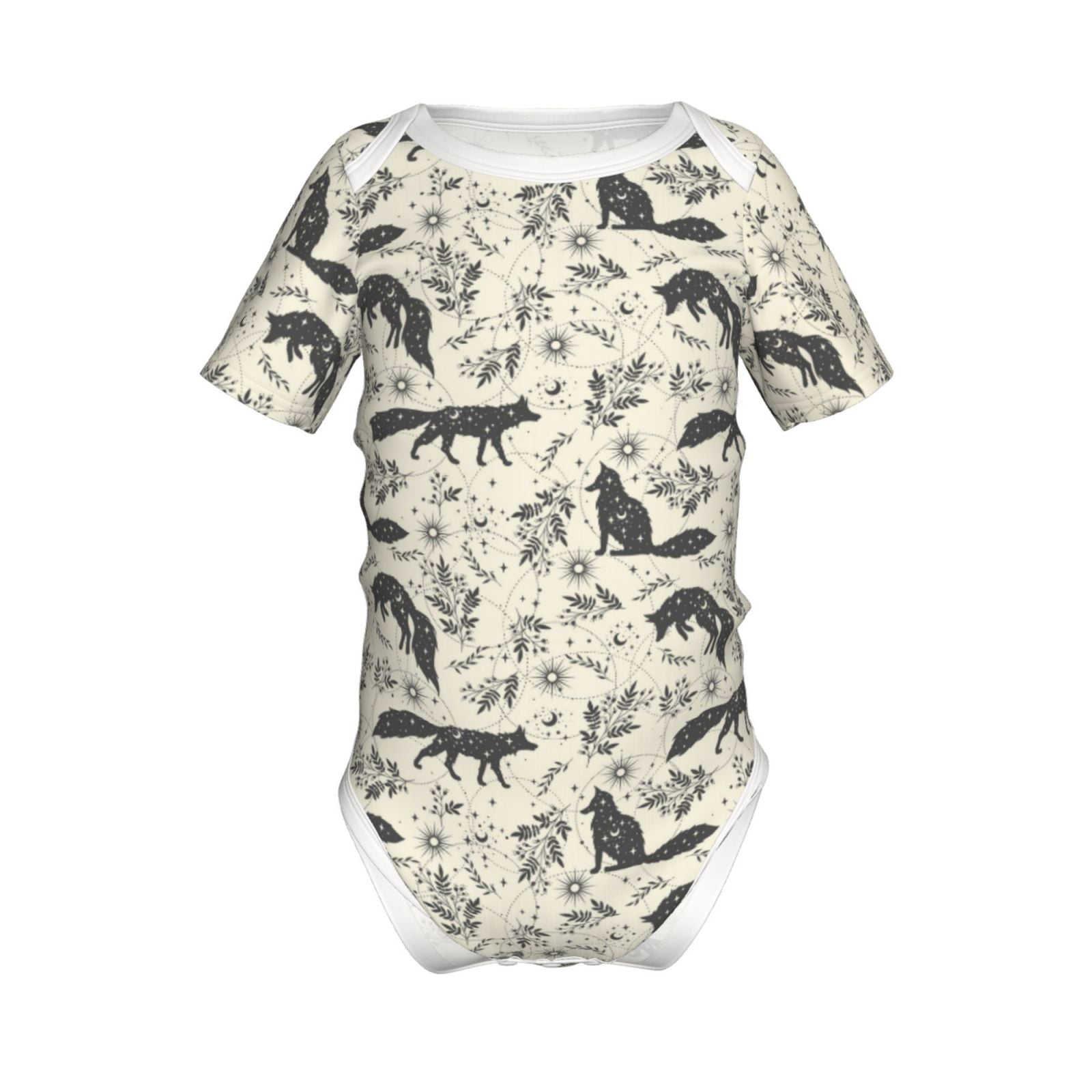 Yiaed Vintage Moon Fox Print Infant Climbing Short Sleeve Onesie One ...