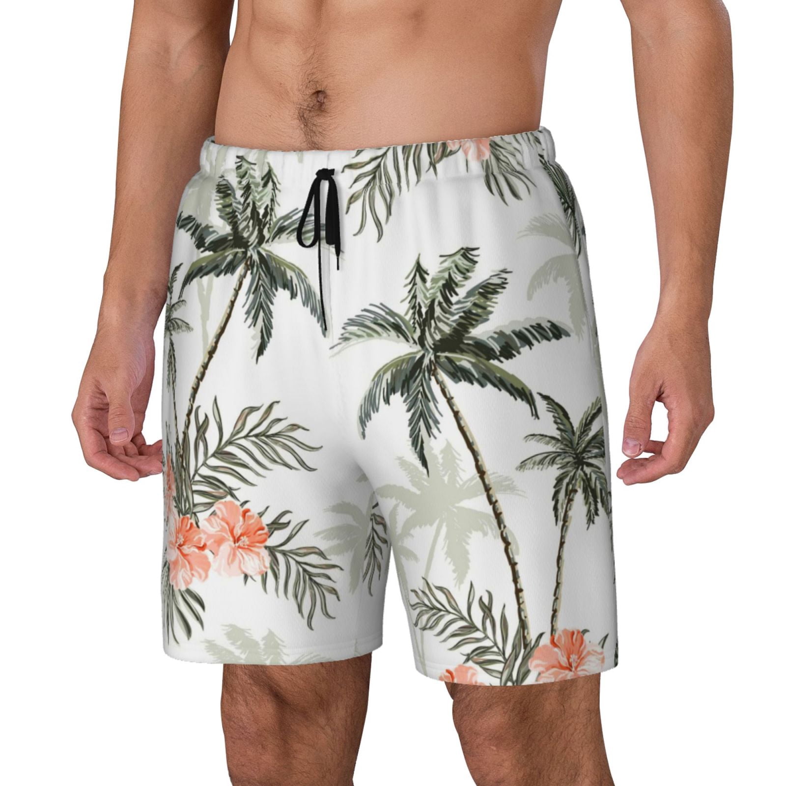 Yiaed Vintage Palm Trees Print Mens Swim Trunks Bathing Suit ...
