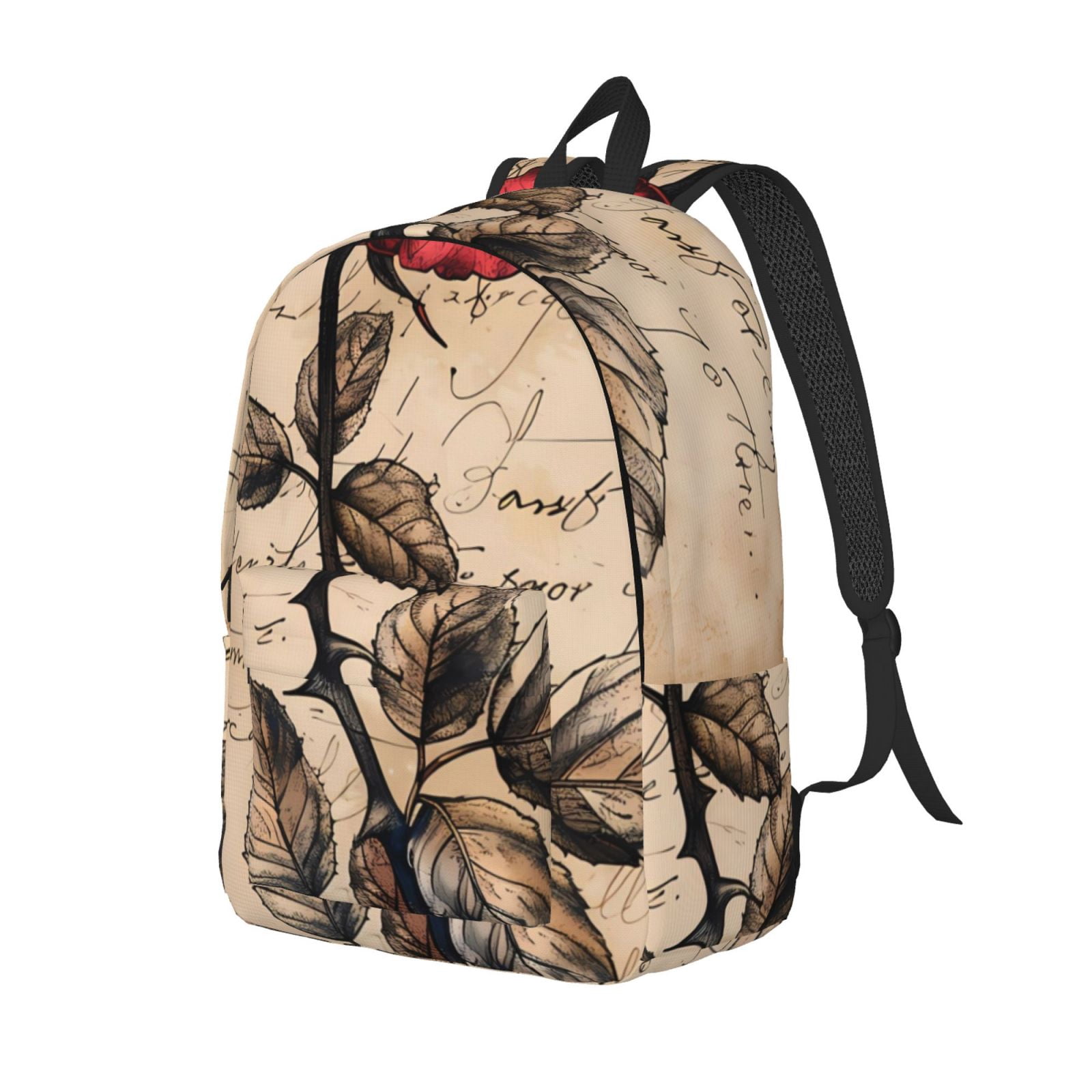 Yiaed Vintage Rose Botanical Art Print Laptop Backpack Travel Canvas ...