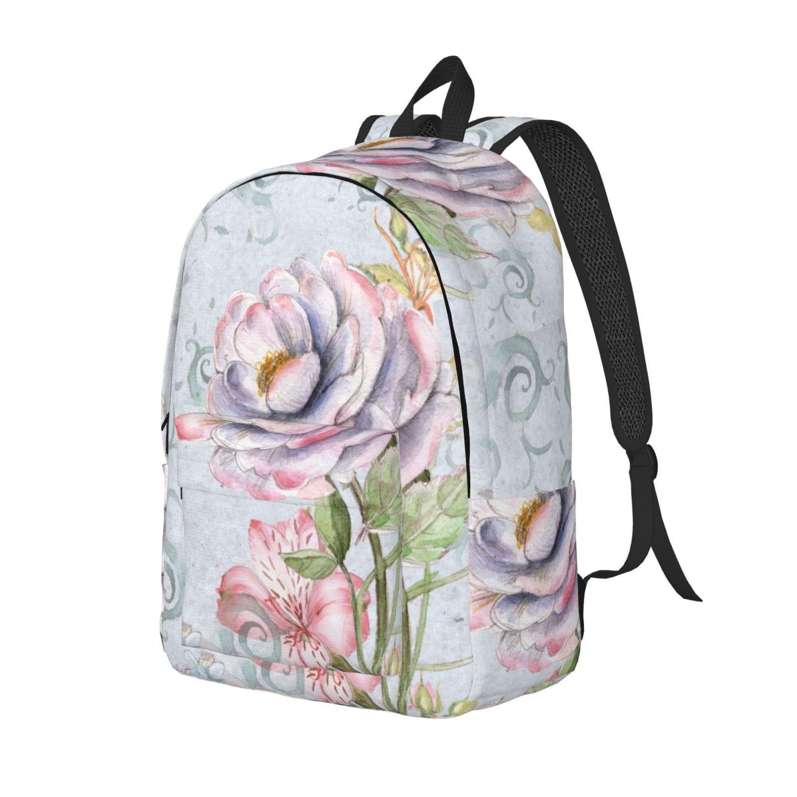 Yiaed Vintage Rose Print Print Laptop Backpack Travel Canvas Backpack ...