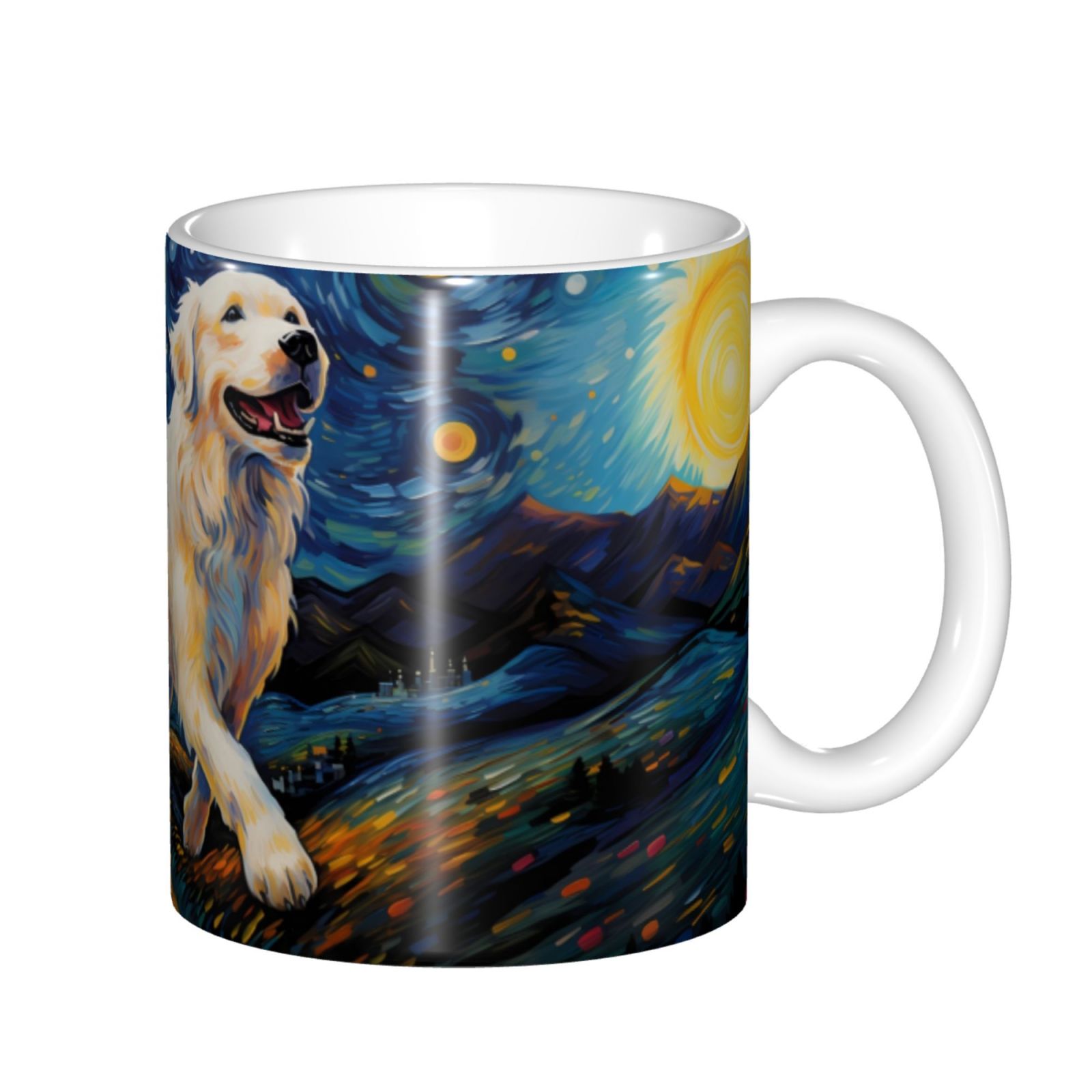 Yiaed Vintage Starry Sky Labrador Print Ceramics Coffee,Large Handle ...