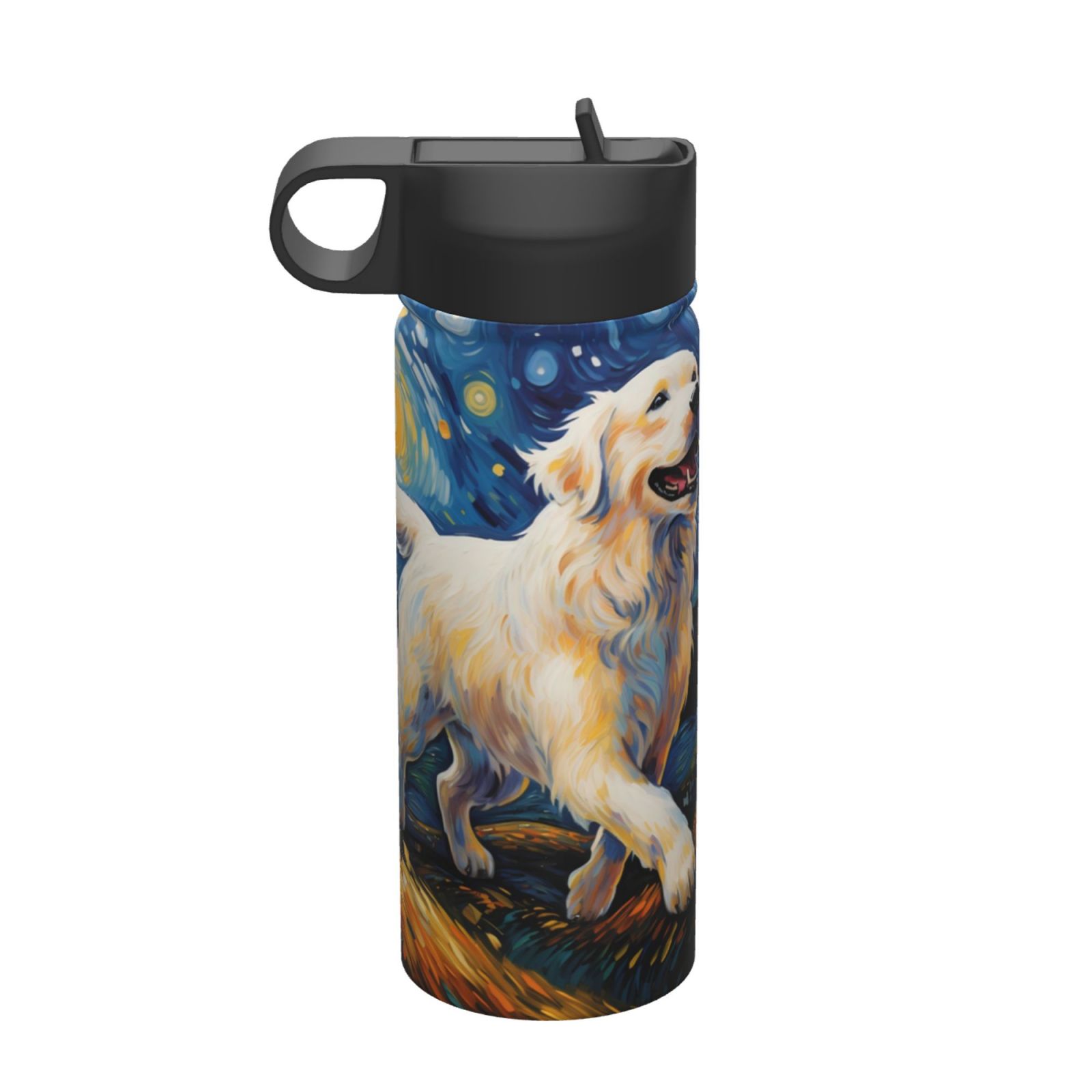 Yiaed Vintage Starry Sky Labrador Print Water Bottle with Straw Lid ...