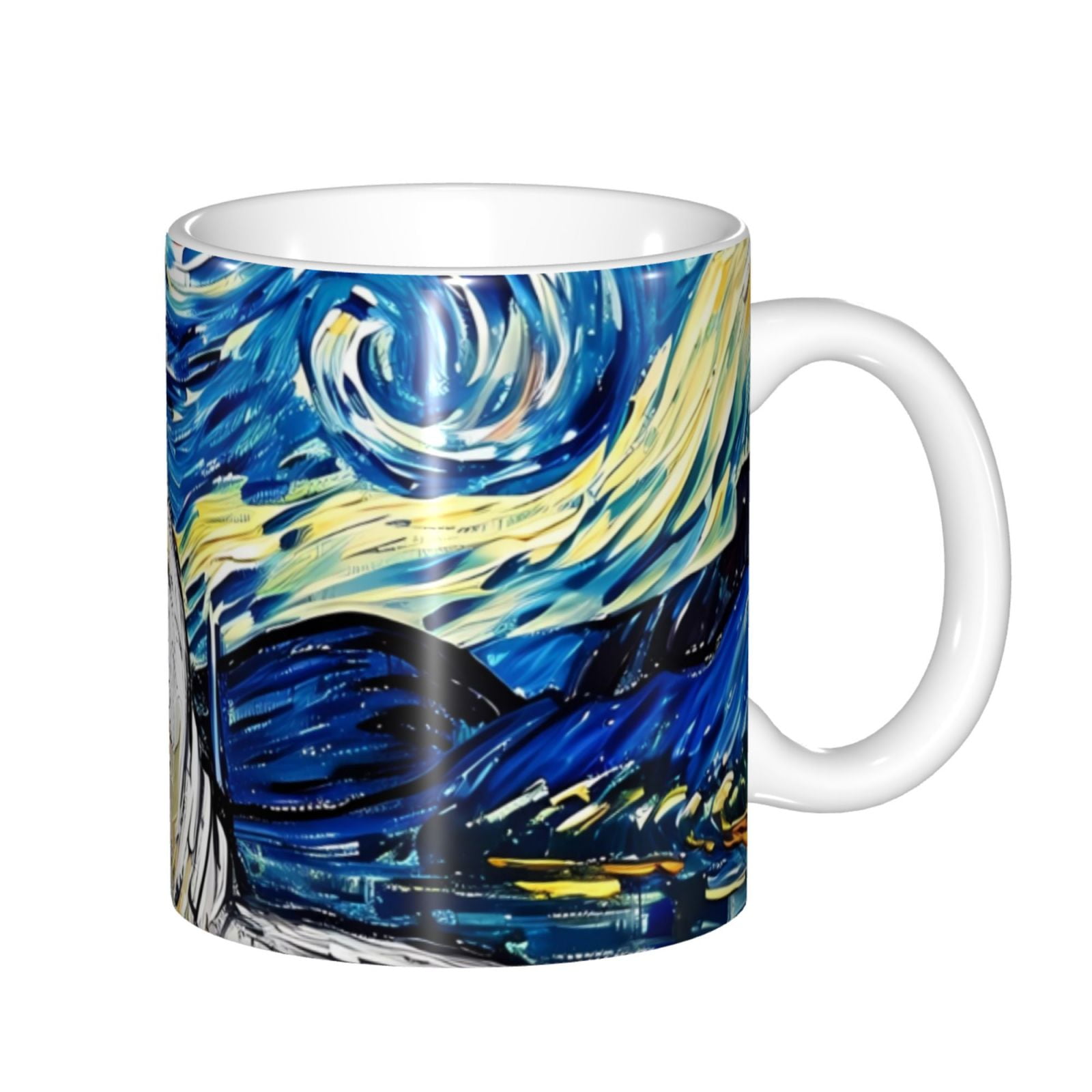 Yiaed Vintage Starry Sky Shark Print Ceramics Coffee,Large Handle ...