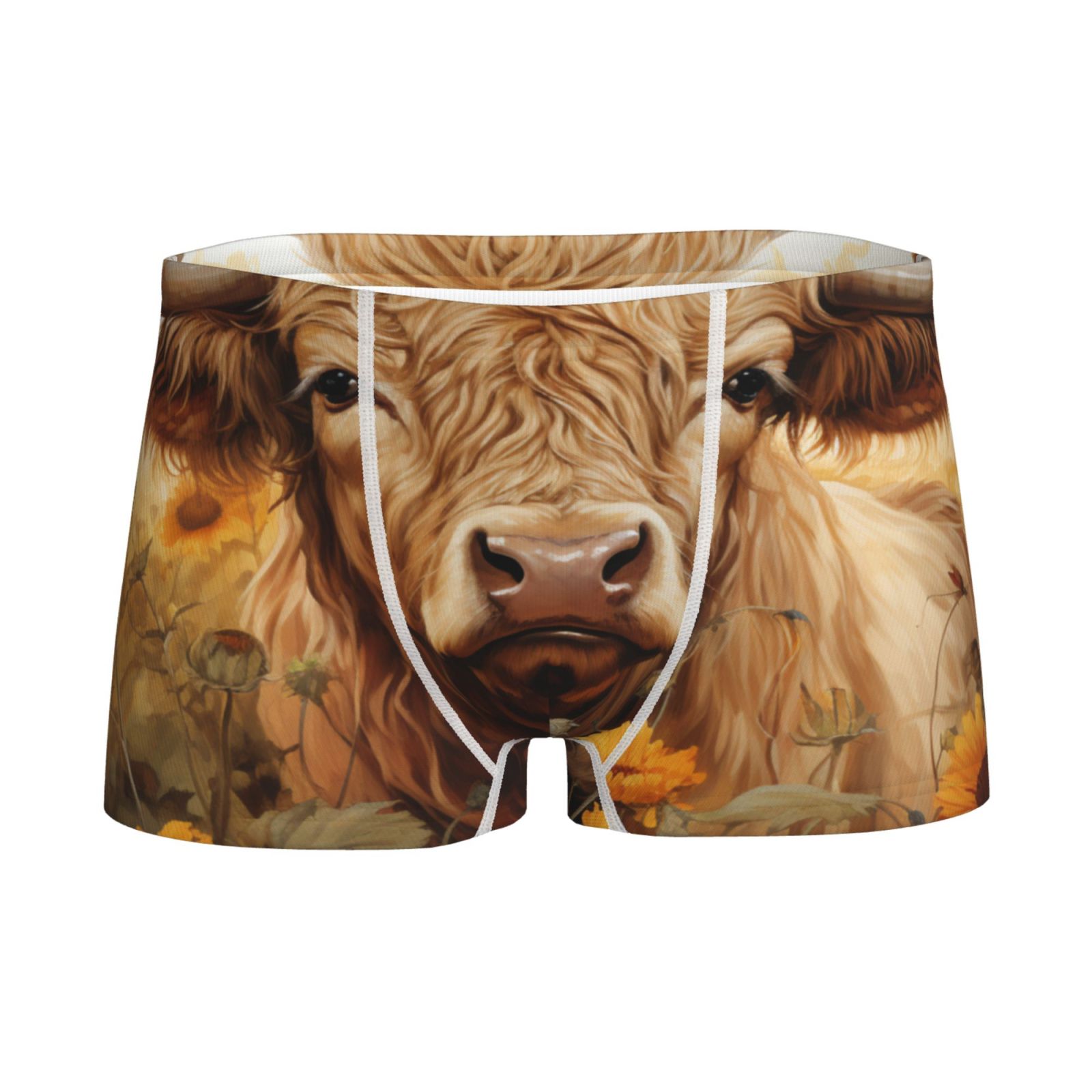 Yiaed Vintage Sunflower Cow Print Boys' Boxer Briefs Cotton Casual ...