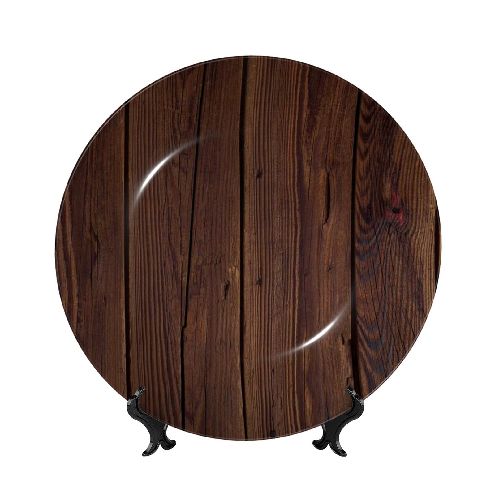 Yiaed Vintage Wood Print Bone China Decorative Plate Ceramic Dinner ...
