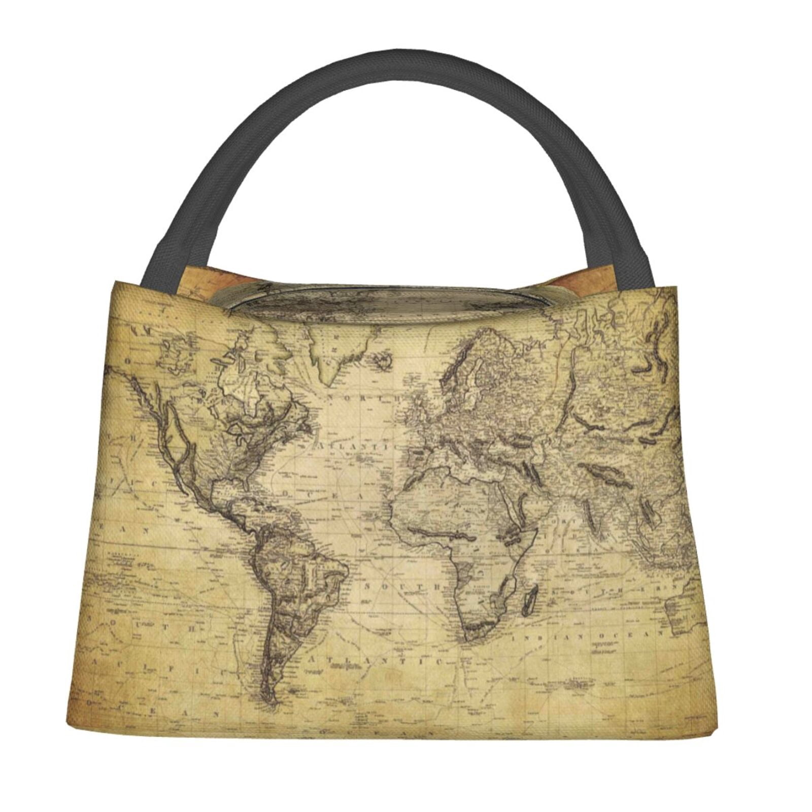 Yiaed Vintage World Map Print Lunch box lunch bag Portable Insulated ...