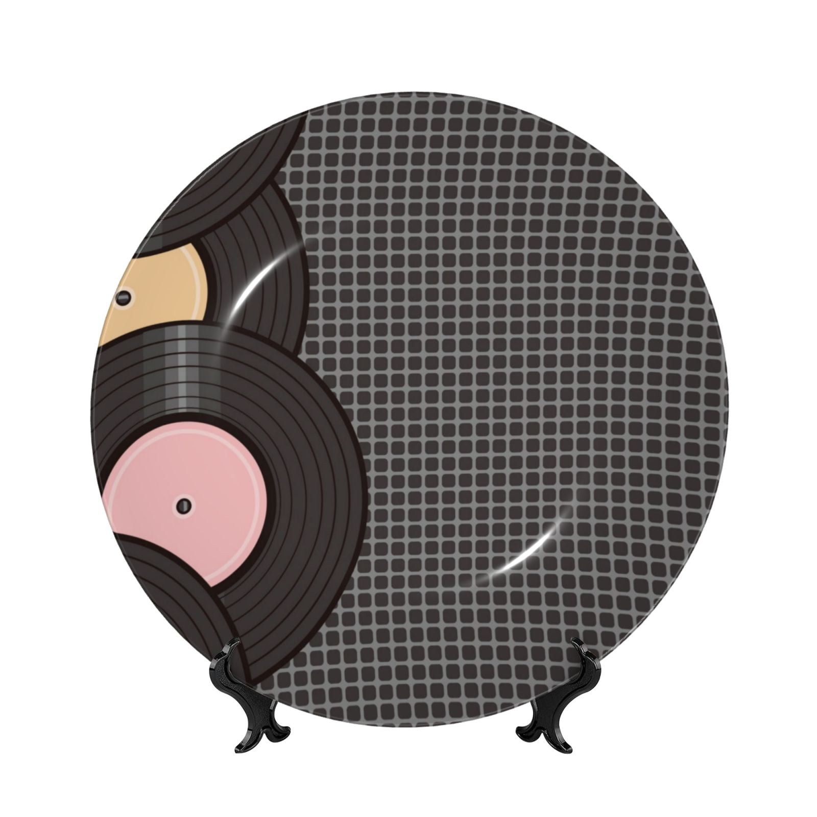 Yiaed Vinyl Records Print Bone China Decorative Plate Ceramic Dinner ...