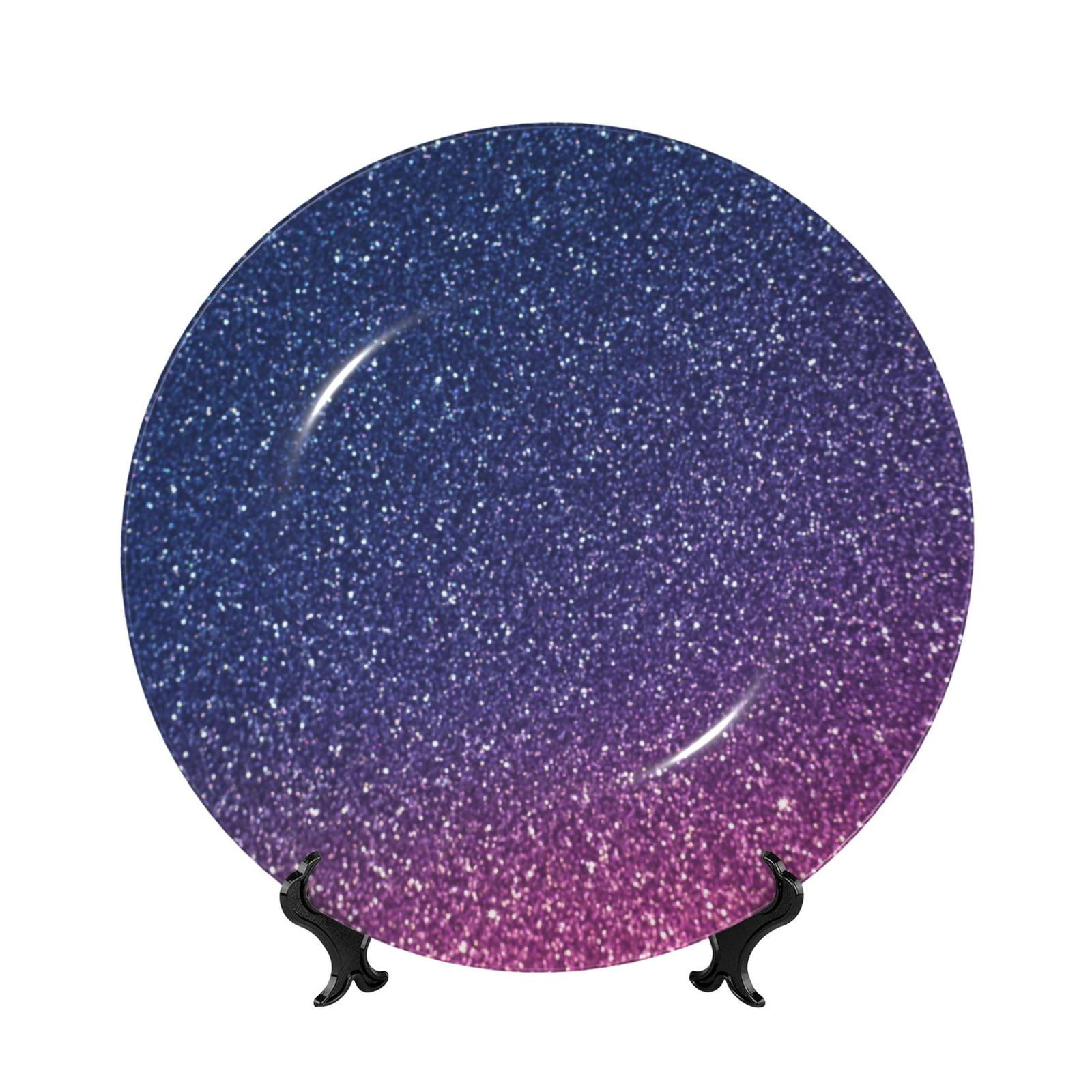 Yiaed Violet Glitter Print Bone China Decorative Plate Ceramic Dinner ...