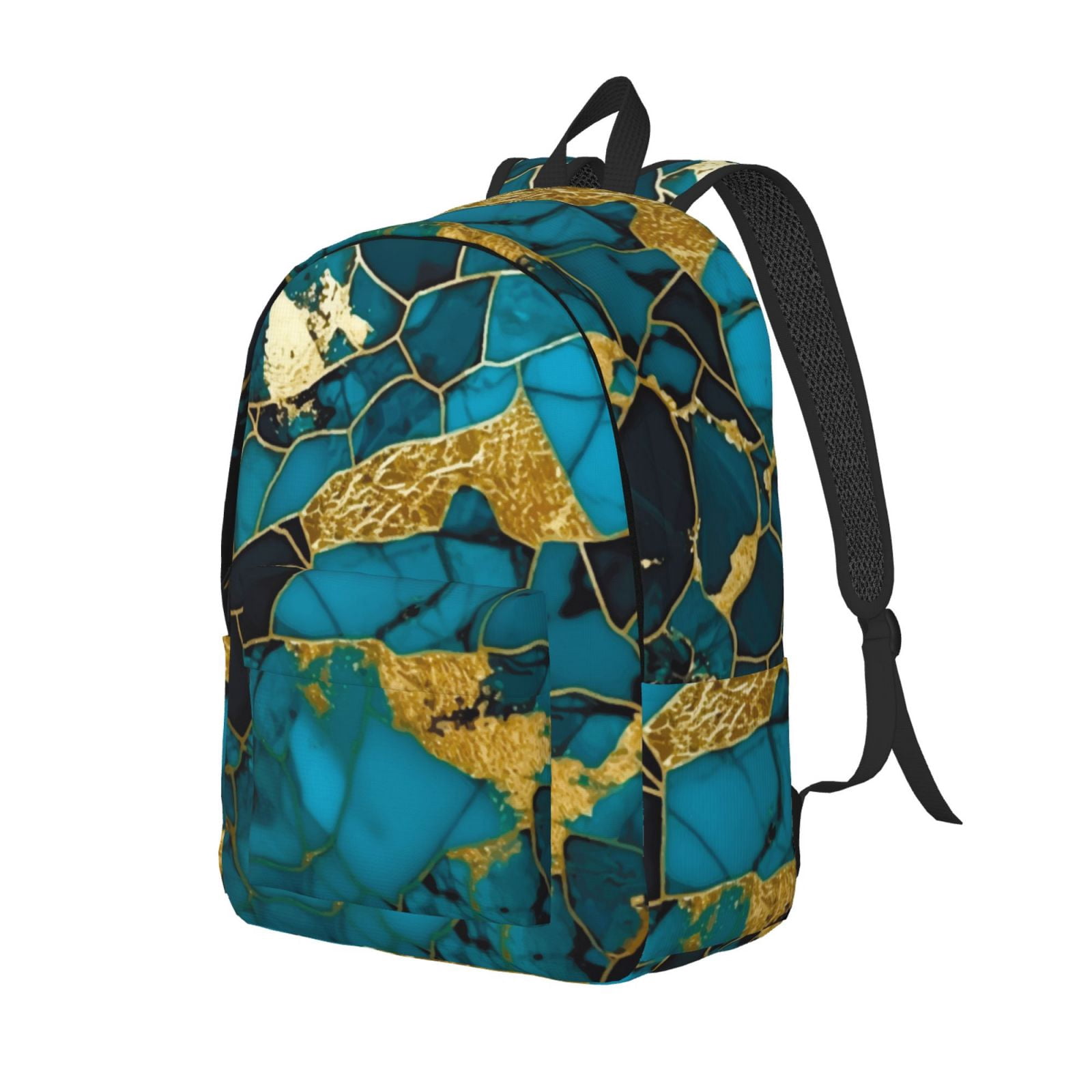 Yiaed Watercolor Blue Marbled Print Laptop Backpack Travel Canvas ...