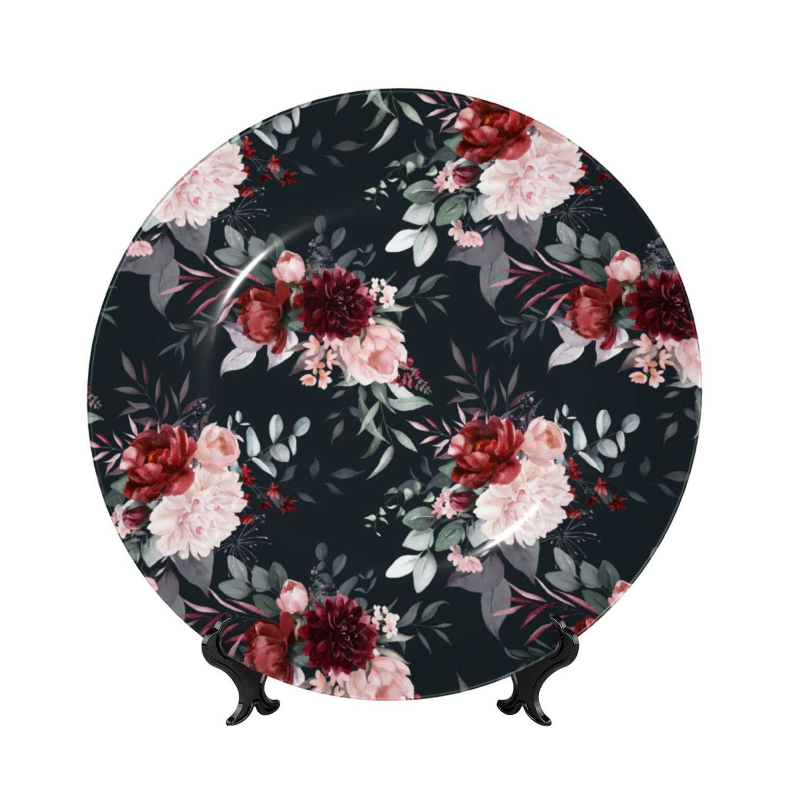 Yiaed Watercolor Floral Print Bone China Decorative Plate Ceramic ...