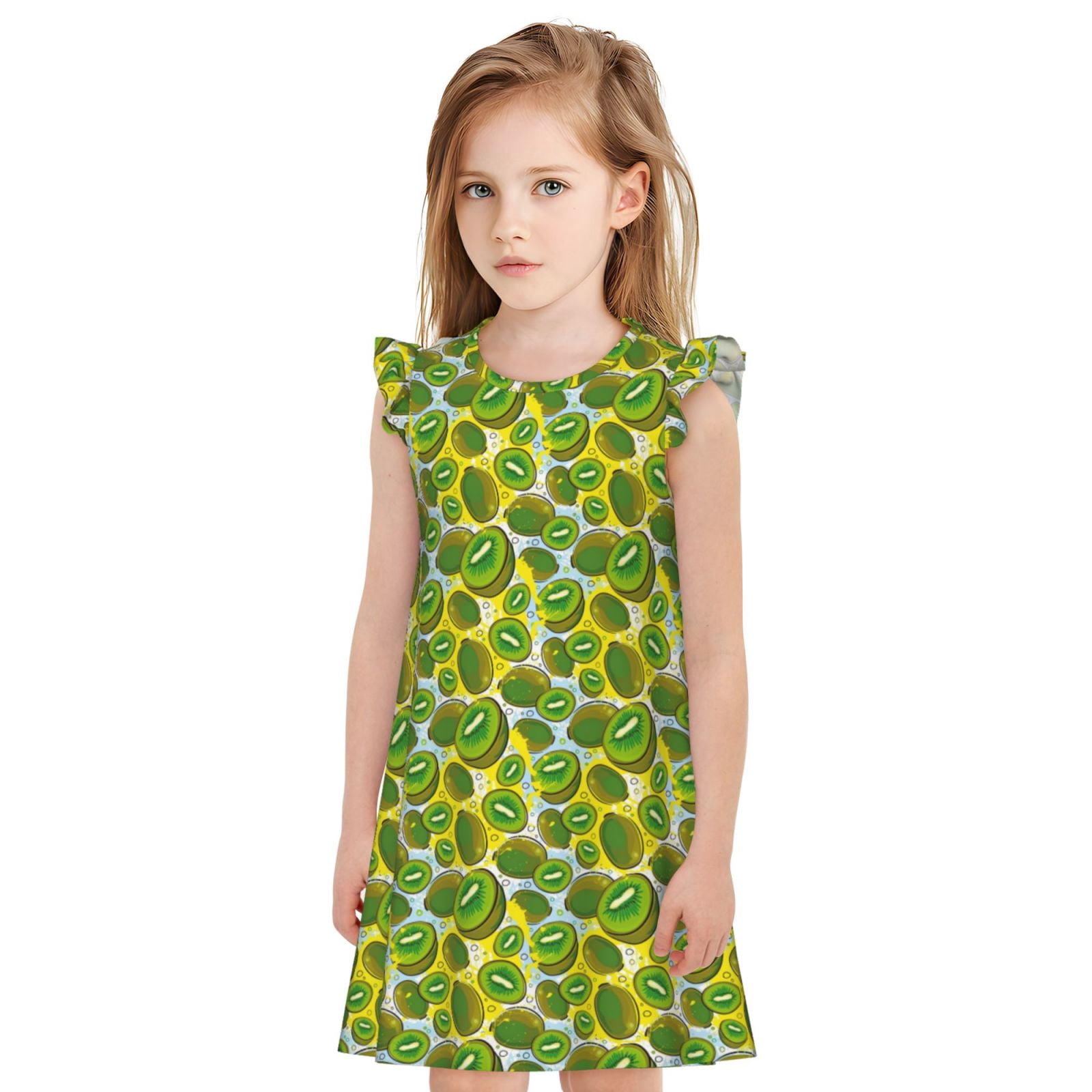 Yiaed Kiwi Fruits Summer Print Girls Nightgowns, Princess Pajama ...
