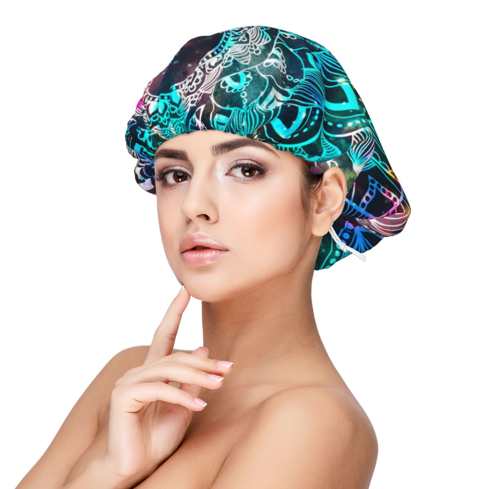 Yiaed Watercolor Mandala Print Satin Bonnet Silk Bonnet Hair Bonnet for ...