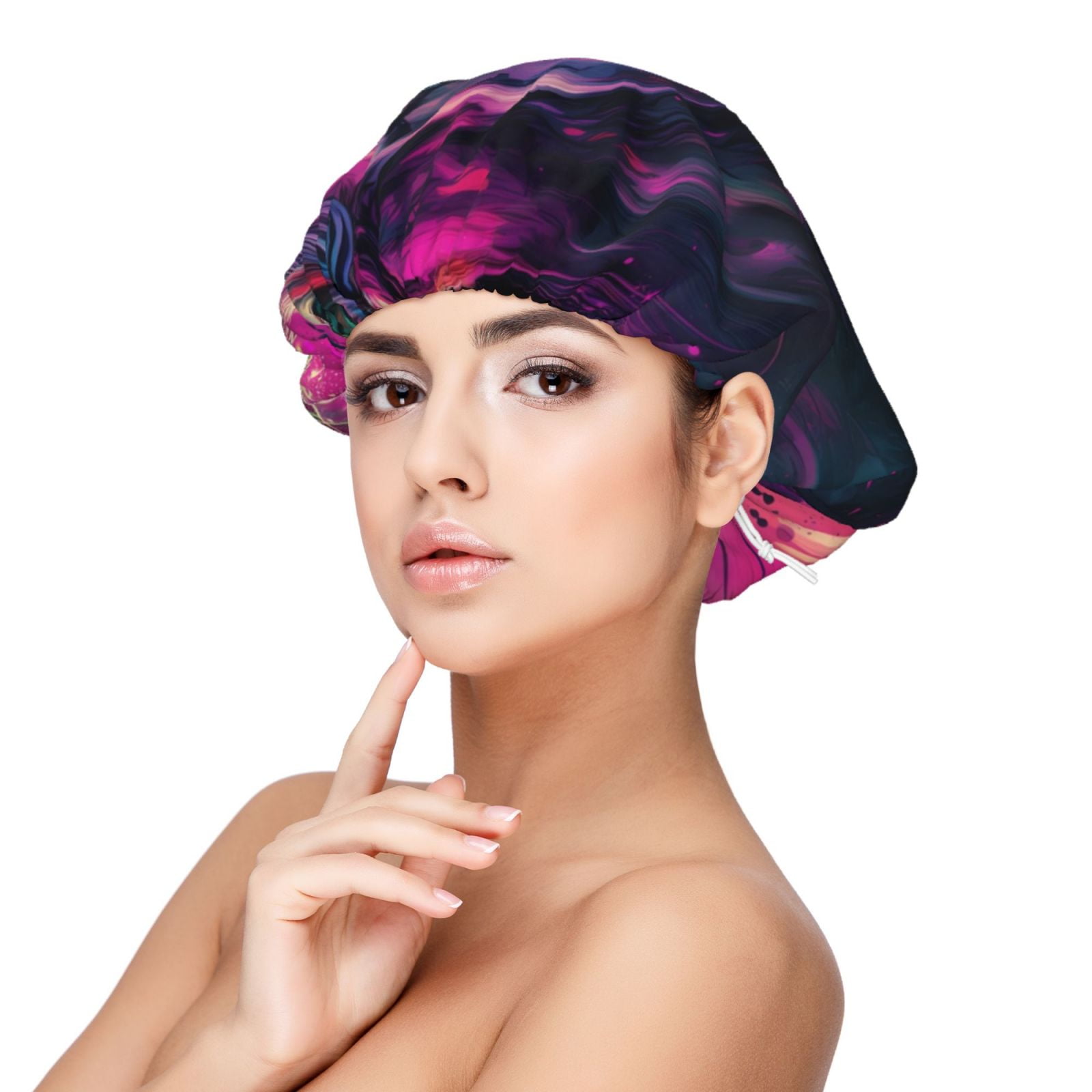 Yiaed Watercolor Painting White Horse Print Satin Bonnet Silk Bonnet ...