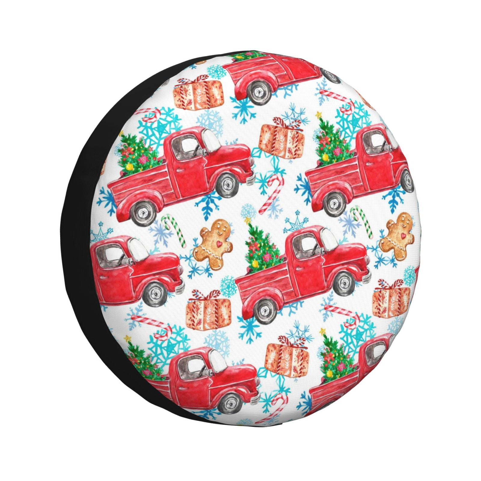 Yiaed Watercolor Red Truck And Fir Tree Print Tire Wheel Cover ...