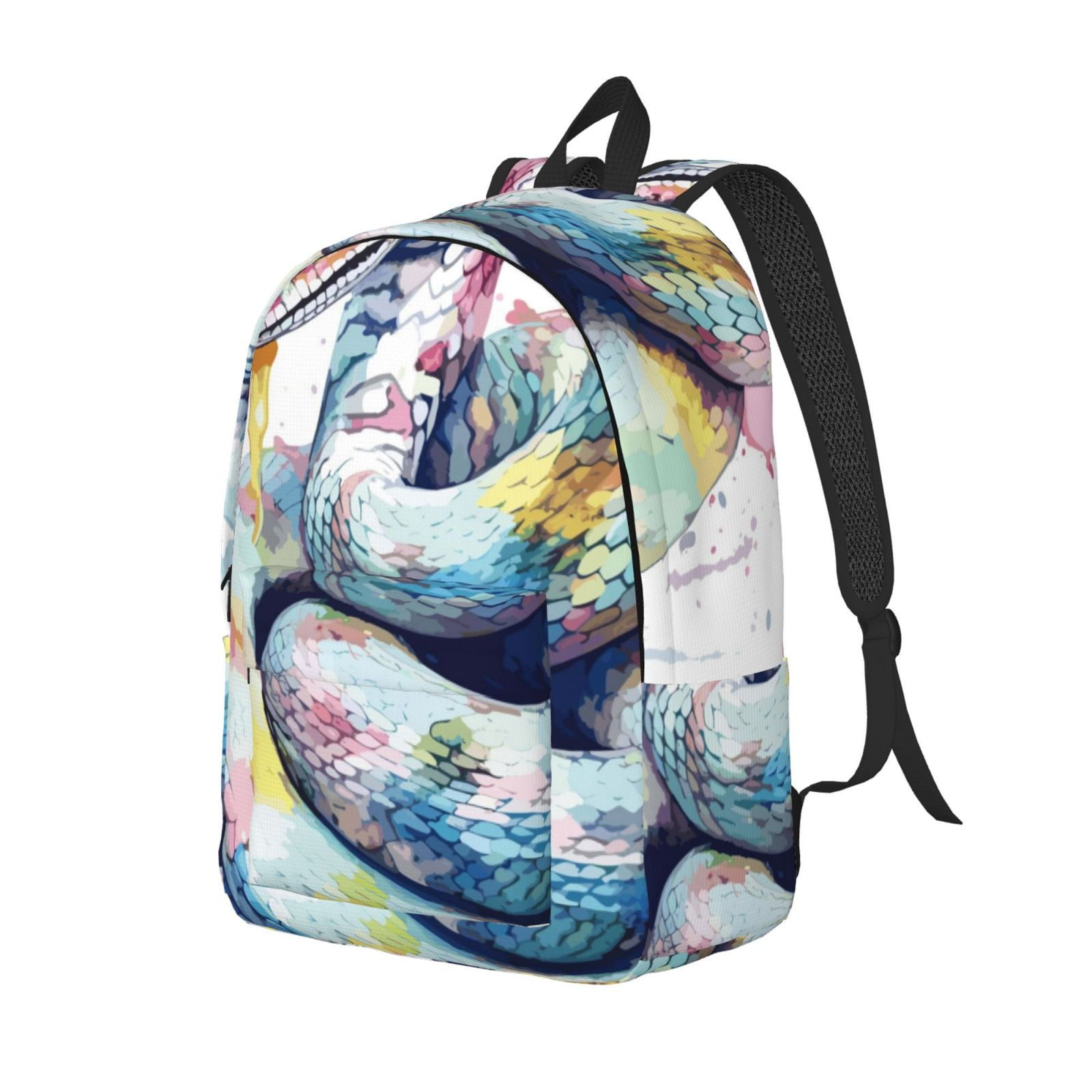 Yiaed Watercolor Snake Print Laptop Backpack Travel Canvas Backpack ...