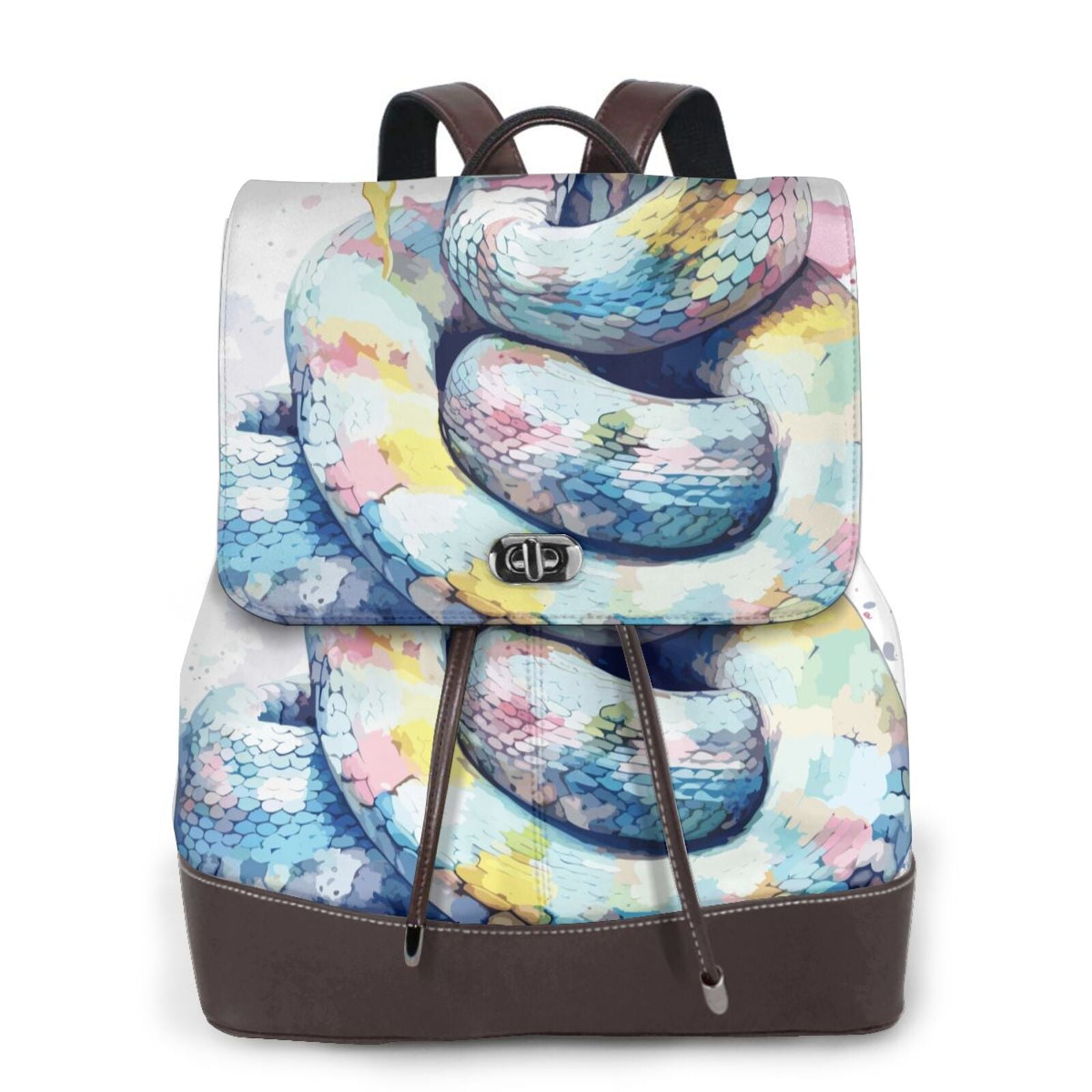 Yiaed Watercolor Snake Print Laptop Backpack for Women Slim Computer ...