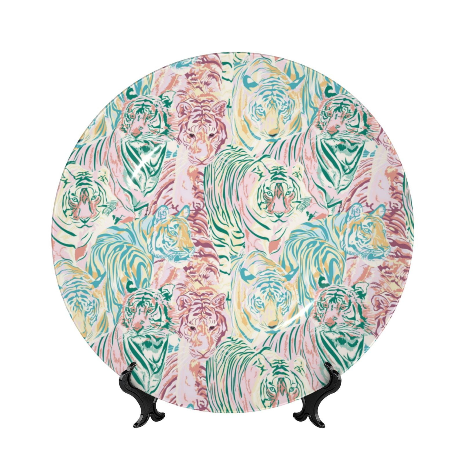 Yiaed Watercolor Tiger Print Bone China Decorative Plate Ceramic Dinner ...