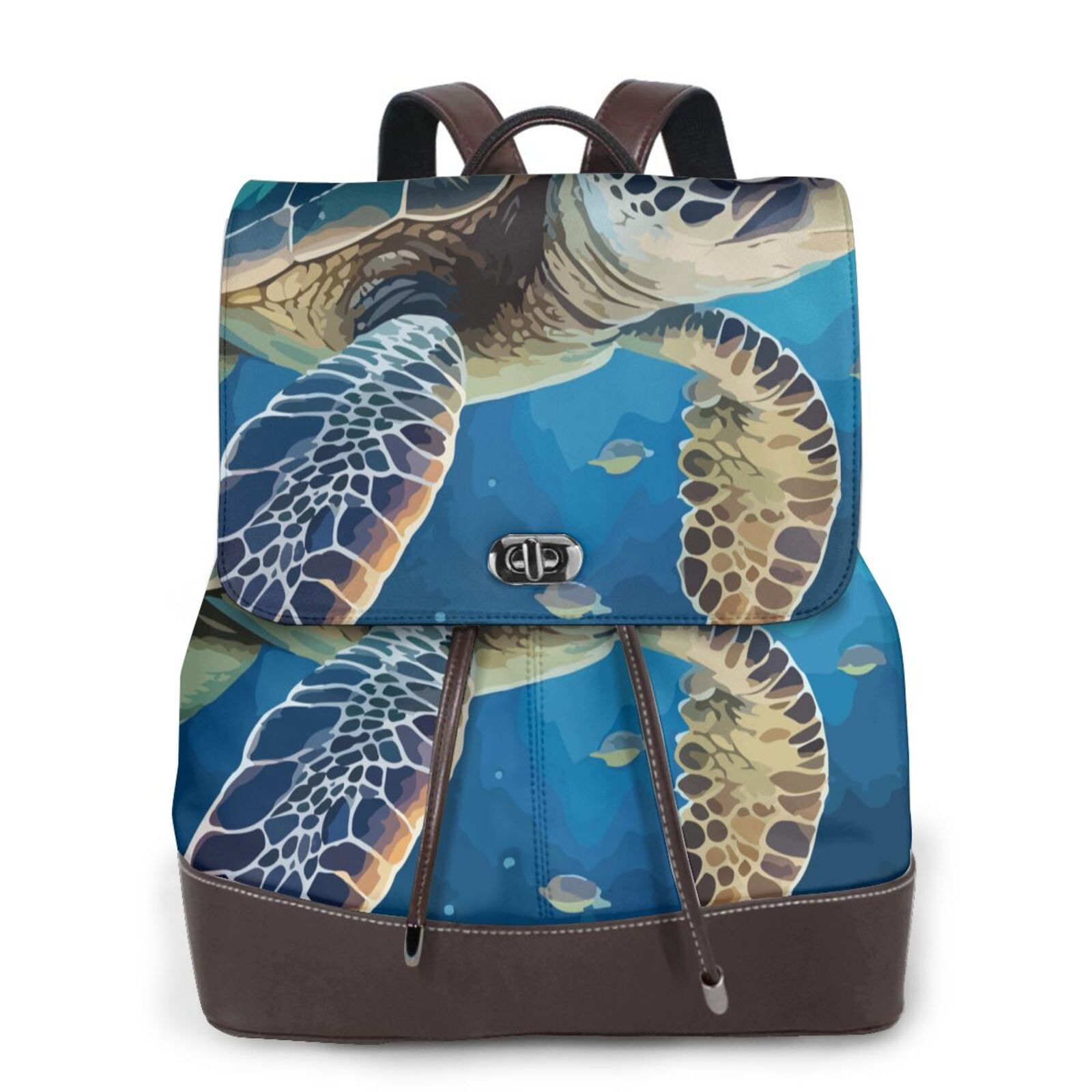 Yiaed Watercolor Turtle Print Laptop Backpack for Women Slim Computer ...