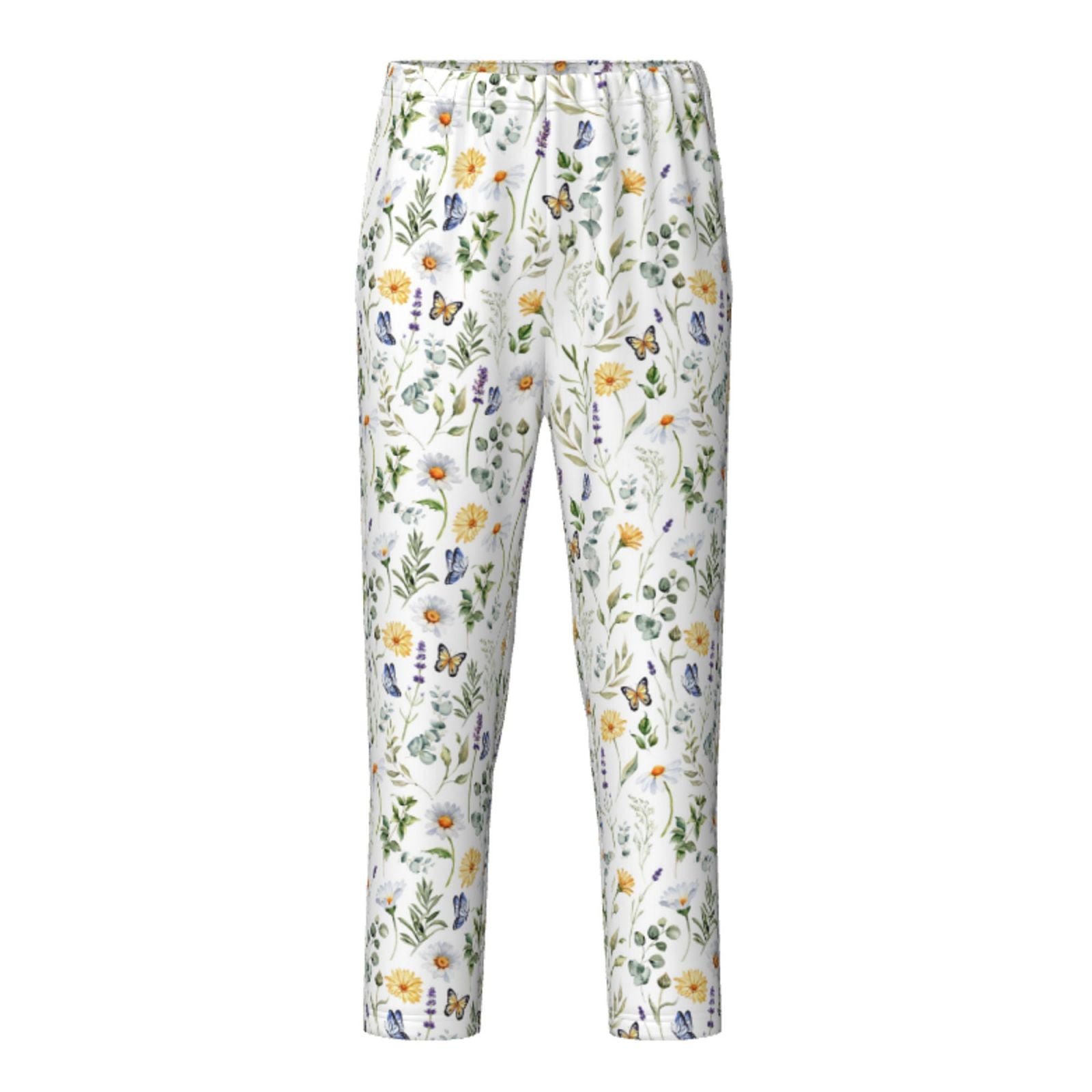 Yiaed Watercolor Wildflower 2 Print Teenagers' Lounge Pants, Loose PJ ...