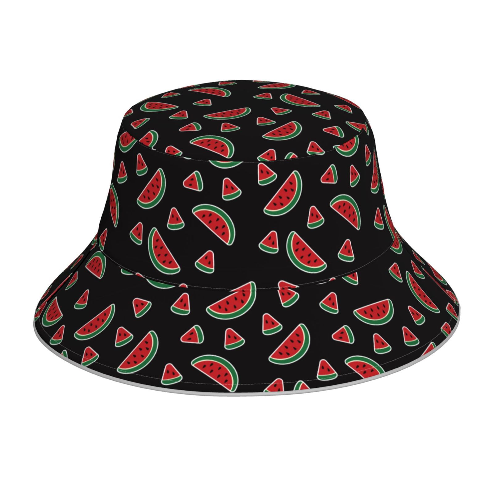 Yiaed Watermelon Print Reflective Stripe Bucket Hat Unisex Funny ...