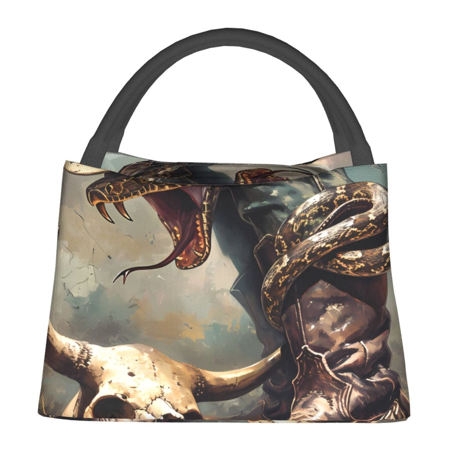 Yiaed Western Cowboy Snake Ram Skull Print Lunch box lunch bag Portable ...