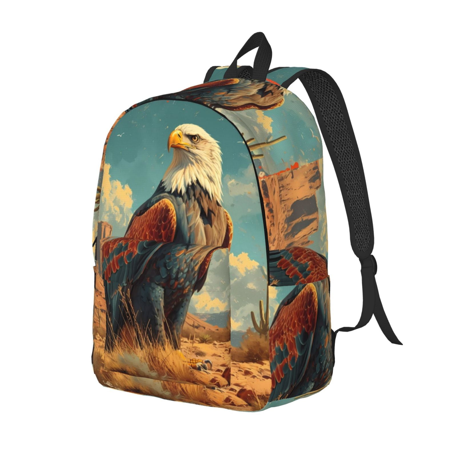 Yiaed Western Desert Cactus Bald Eagle Print Print Laptop Backpack ...