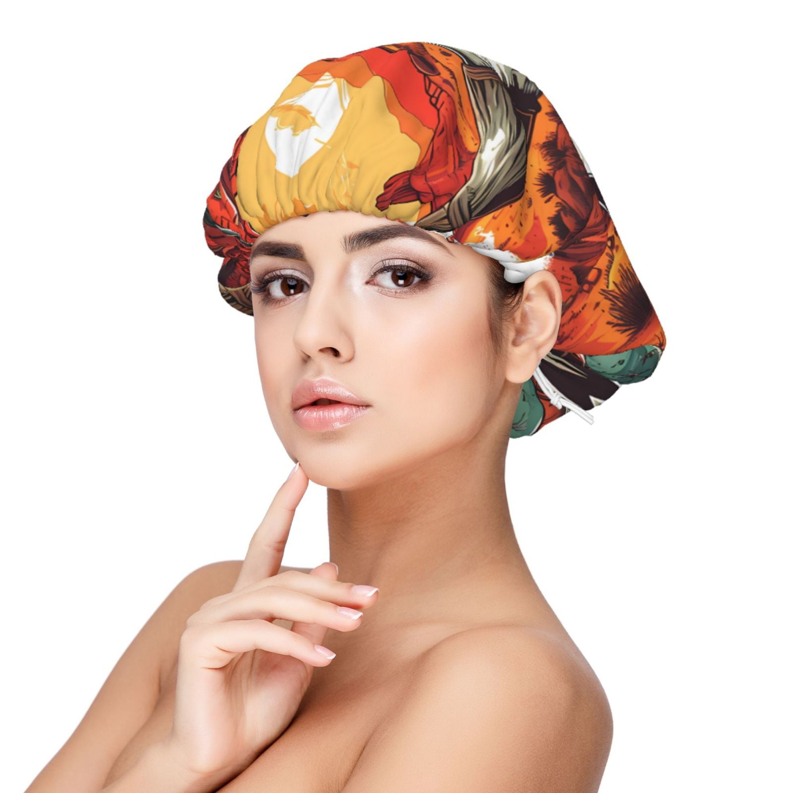 Yiaed Western Desert Cactus Ram Skull Print Satin Bonnet Silk Bonnet ...