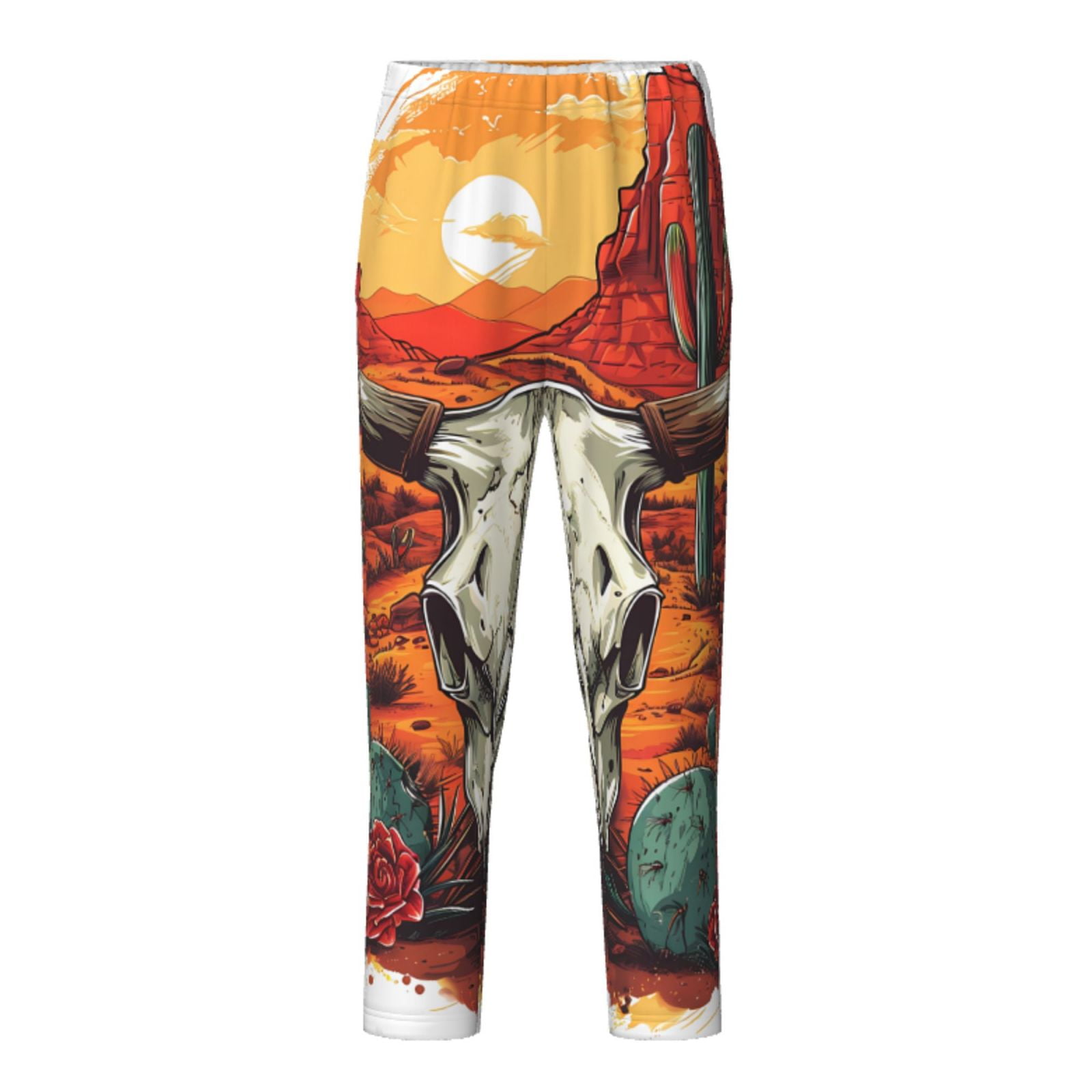 Yiaed Western Desert Cactus Ram Skull Print Teenagers' Lounge Pants ...