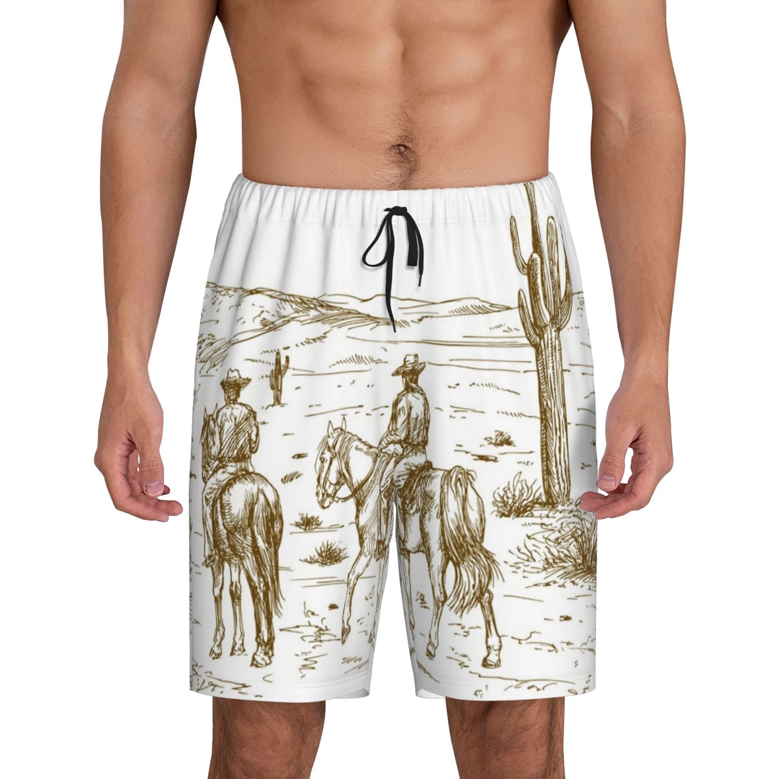 Yiaed Western Desert Cowboys for Men's Soft Sleep Pajama Short Lounging ...